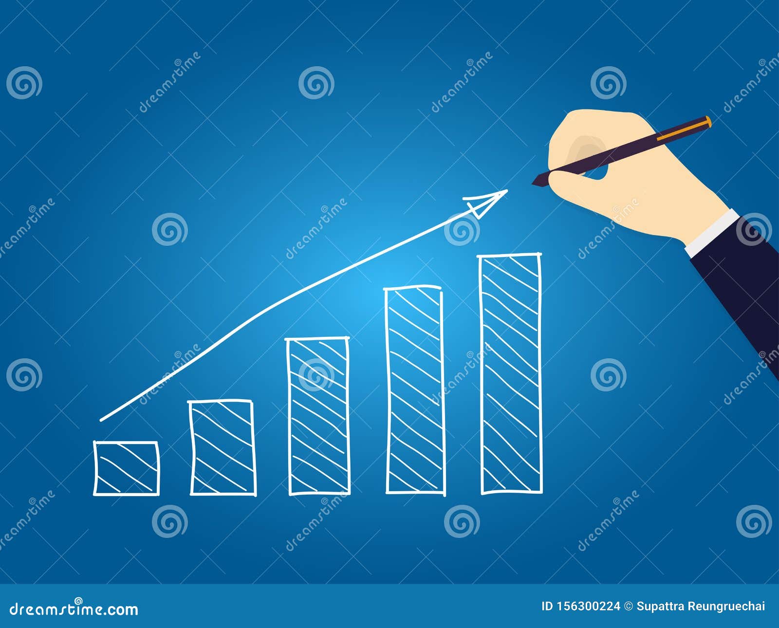 Business Hand Drawn Growth Chart. Stock Vector - Illustration of ...