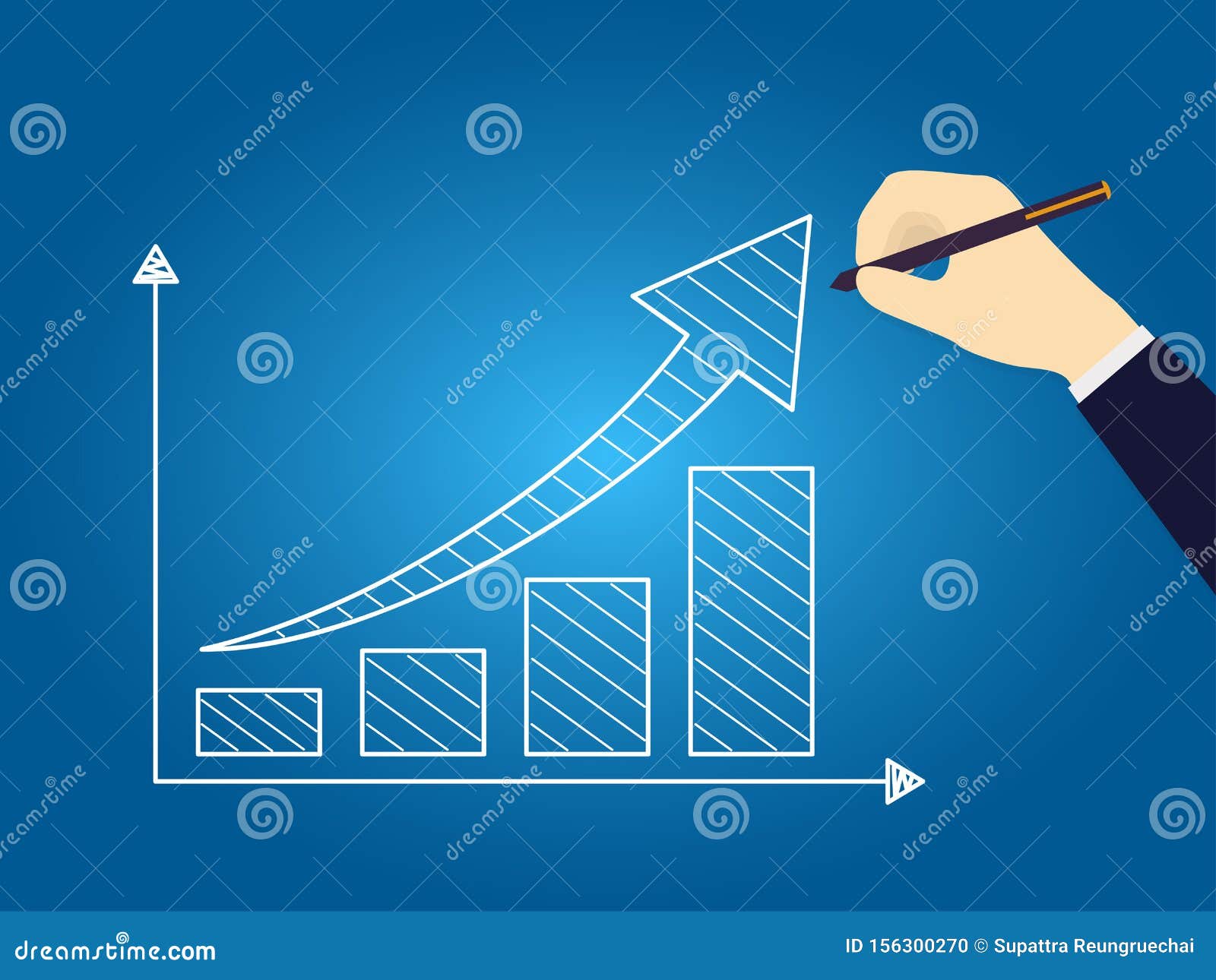 Business Hand Drawn Growth Chart. Stock Vector - Illustration of money ...
