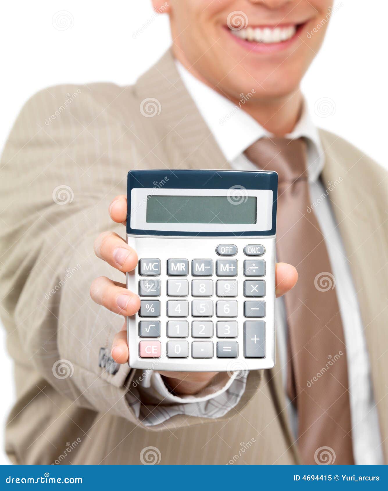 Business Hand Holding Out a Calculator. Stock Image - Image of ...