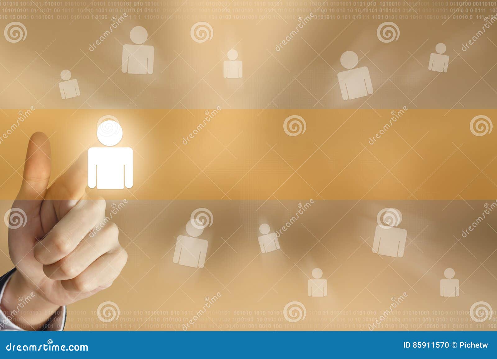 Business Hand Press People Button Stock Photo - Image of management ...
