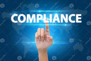 Business Hand Pushing Compliance Button Stock Photo - Image of legal ...