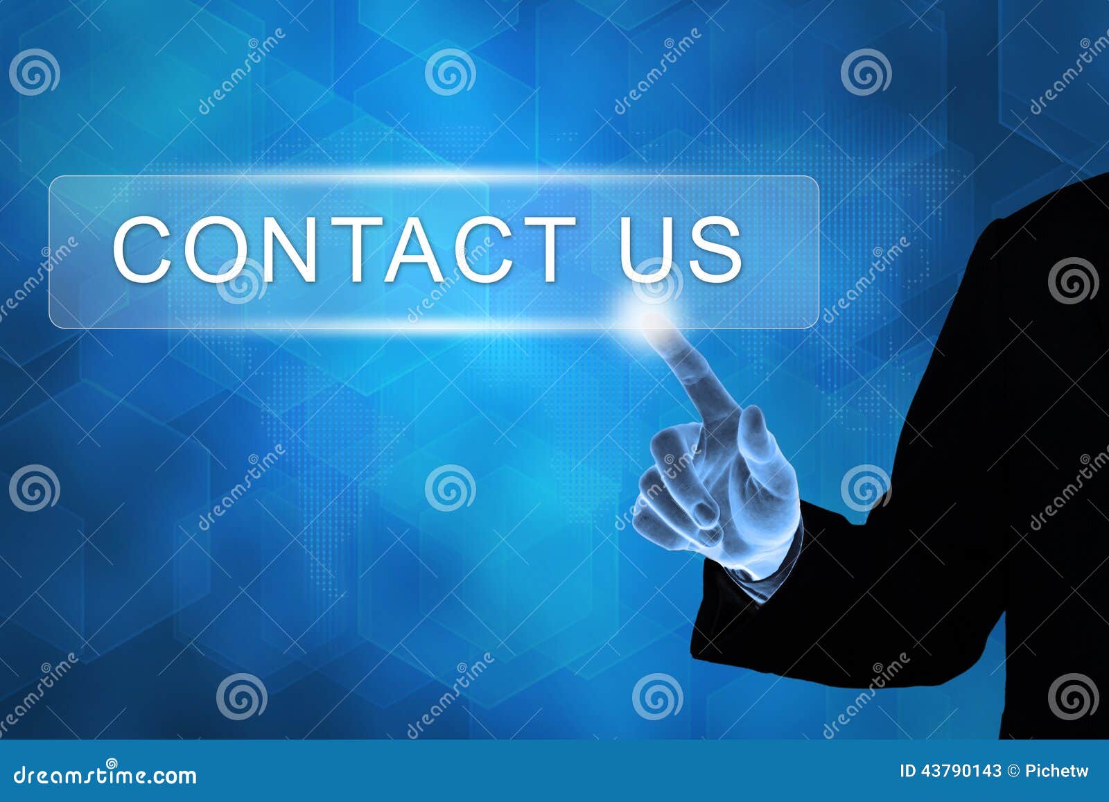 Business Hand Pushing Contact Us Button Stock Image - Image of concept ...