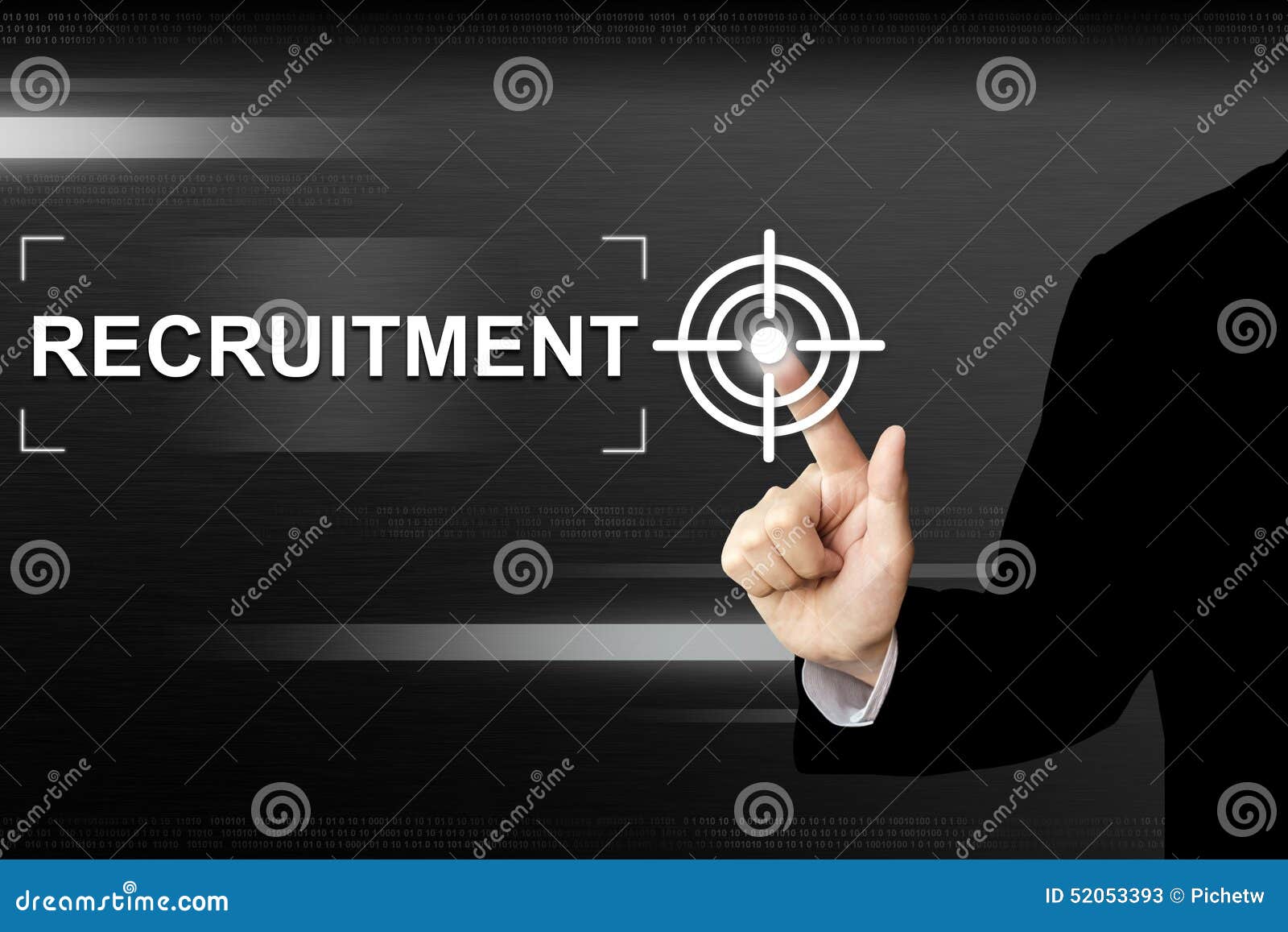 Business Hand Pushing Recruitment Button on Touch Screen Stock Image ...