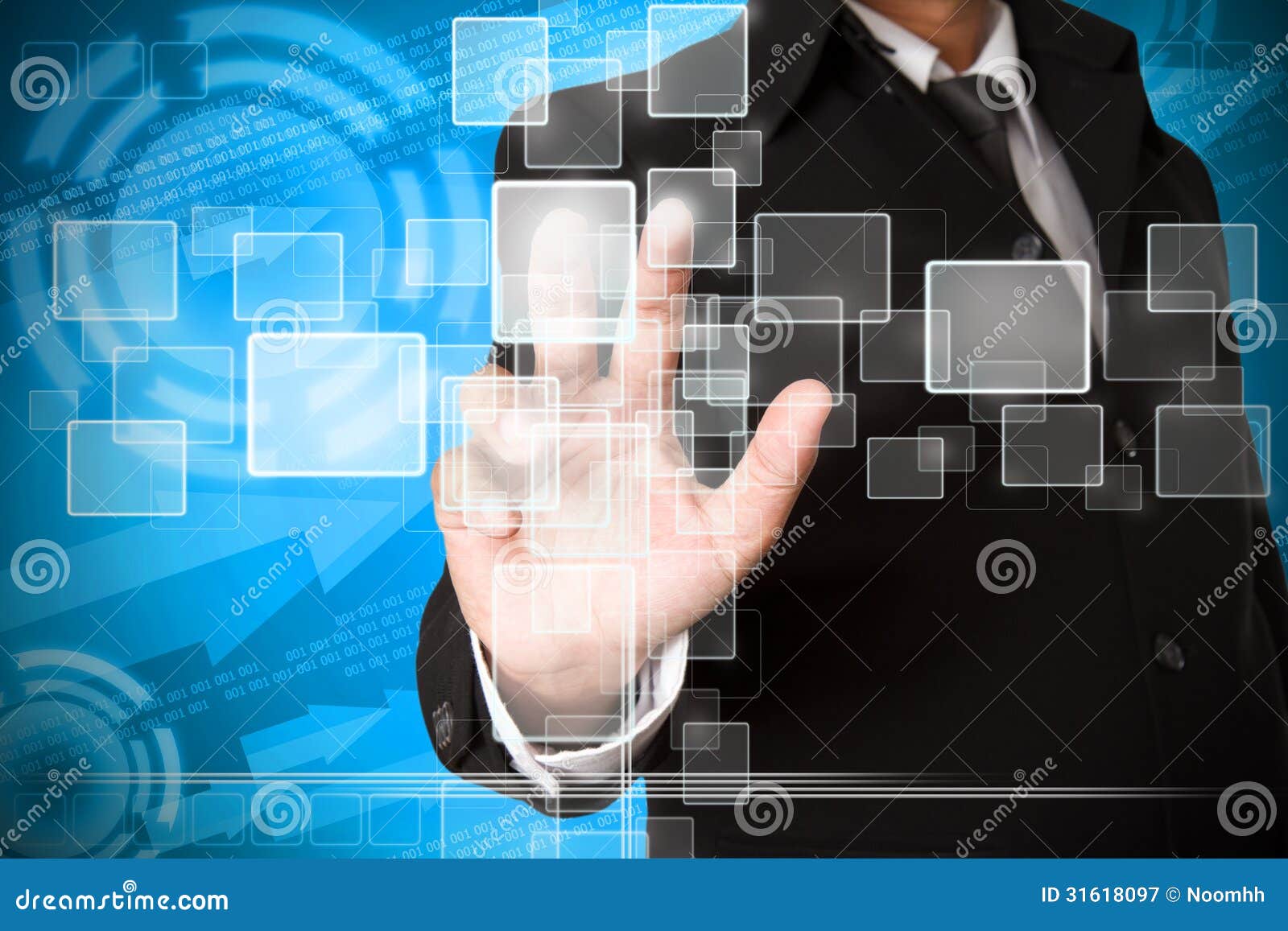 Business Hand Pushing the Virtual Button Stock Image - Image of ...