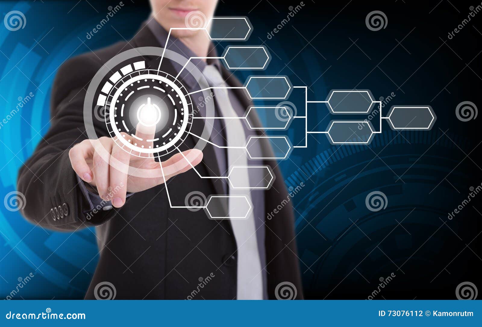 Business Hand Touch Screen Interface Flow Chart Stock Photo - Image of ...