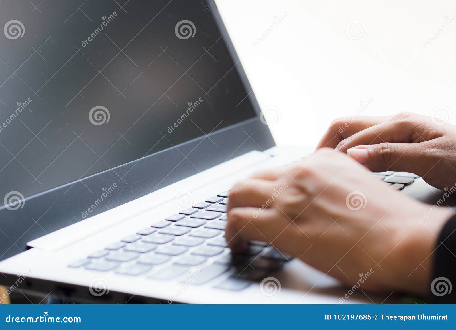 Business Hand Using Laptop for Working. Hand Use Laptop Checking E-mail ...
