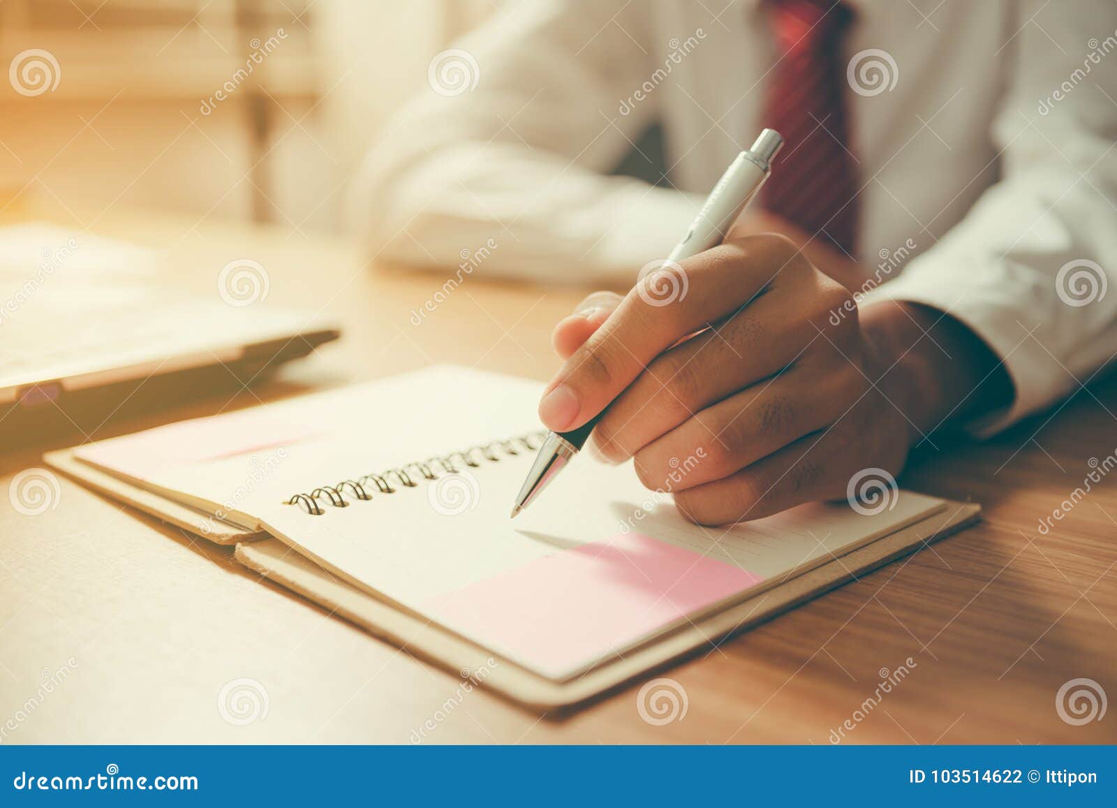 Business Hand Writing Notebook Stock Photo - Image of school, desk ...