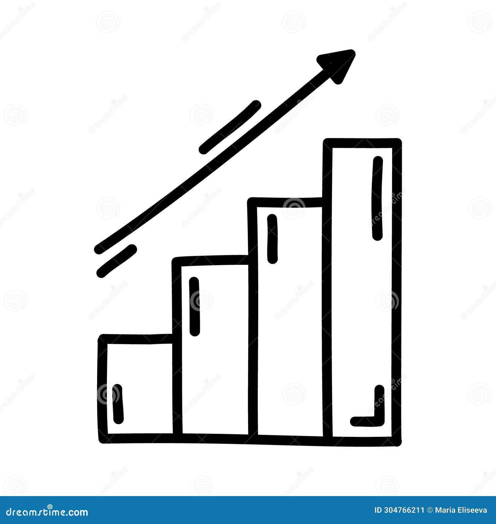 Doodle Business Growth Graph. Hand Drawn Chart, Finance Arrow. Vector Illustration Isolated on ...