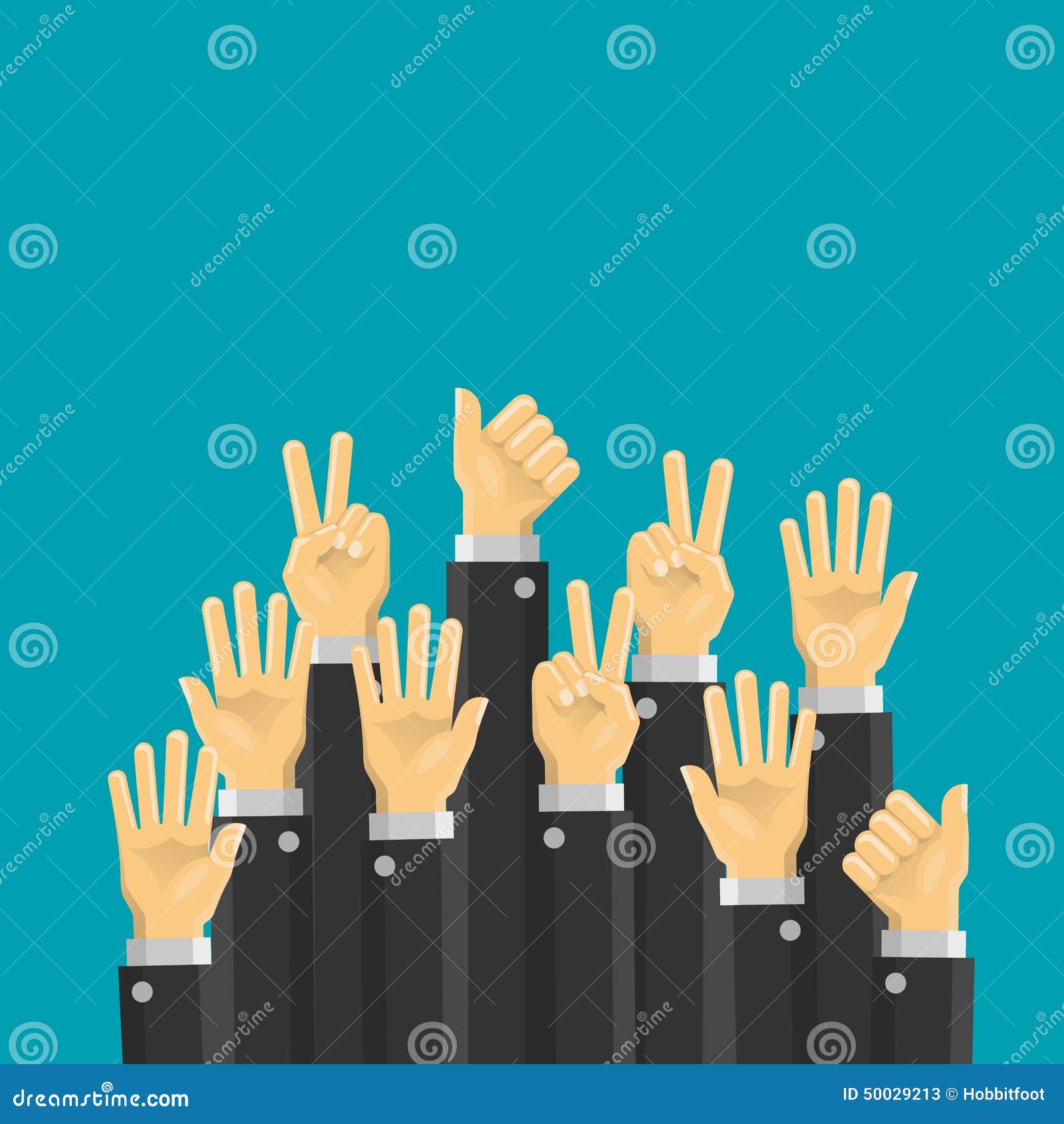 Business hands up stock vector. Illustration of crowd - 50029213