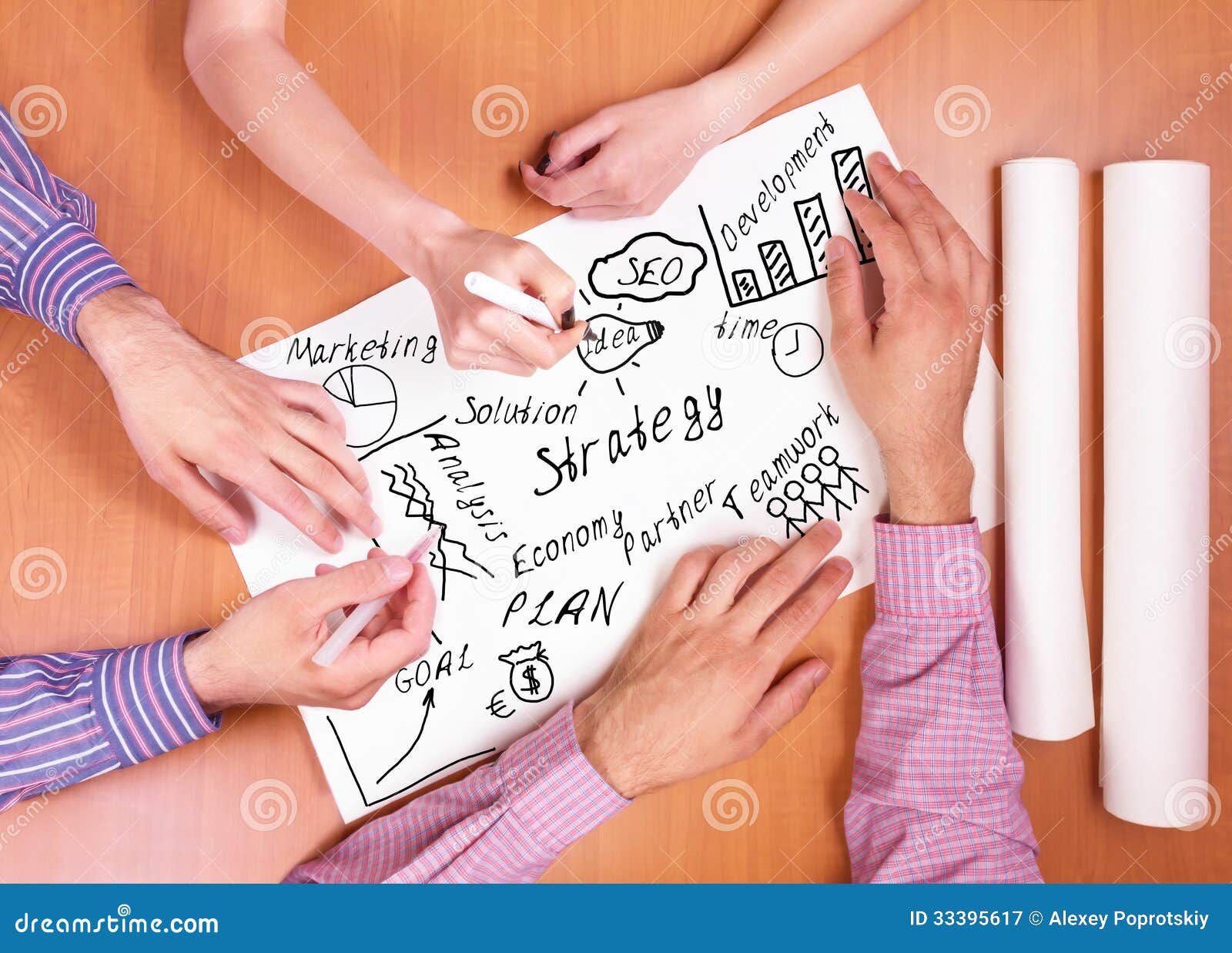 Business Hands Working with Documents Stock Image - Image of ...