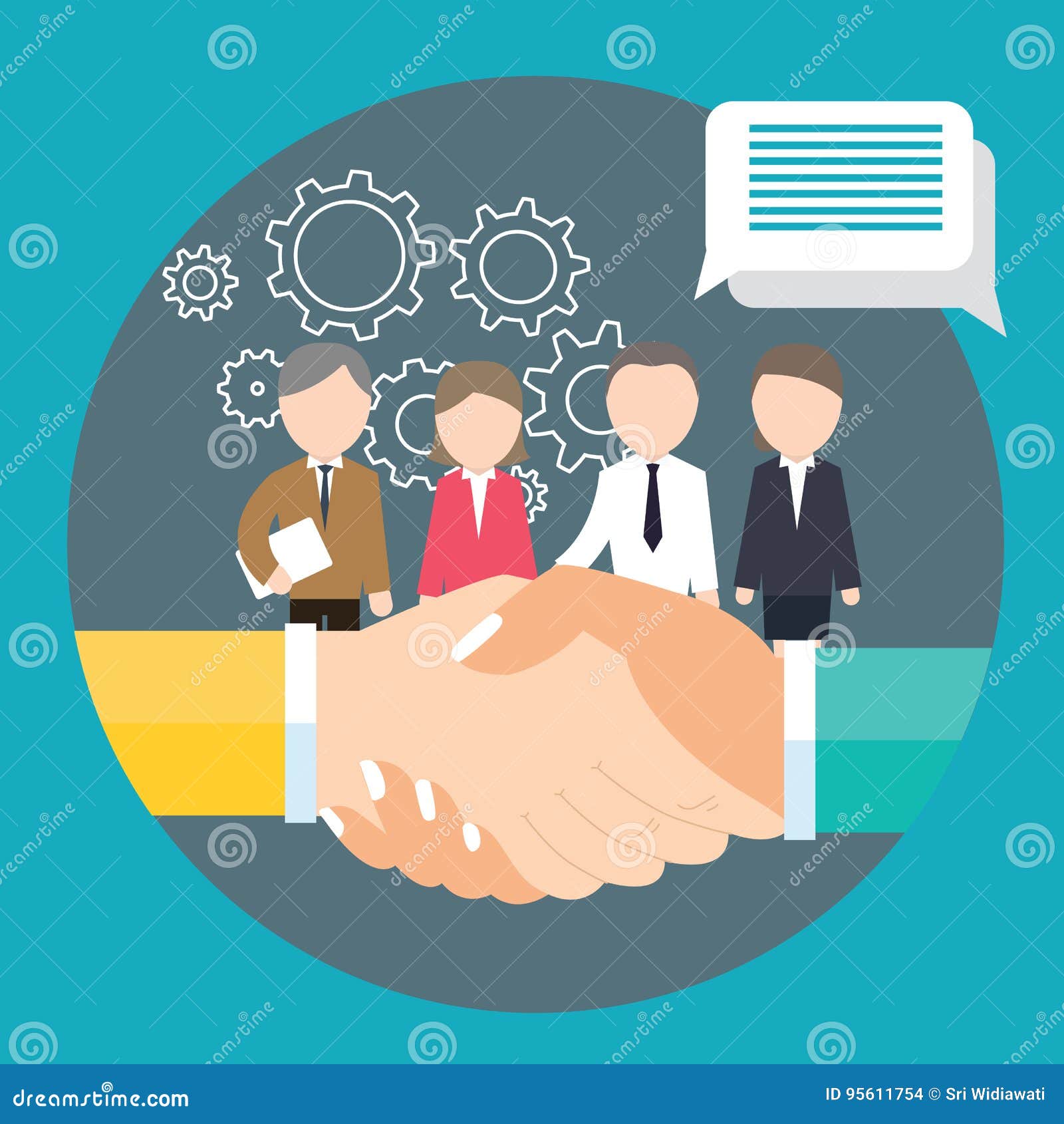 Gear Handshake Symbolizing Economic Prosperity In Vector Illustration ...