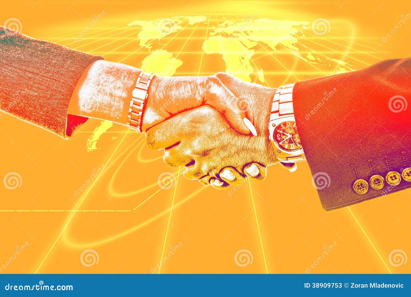 Business Handshake On Background With Global Network Map Royalty-Free ...