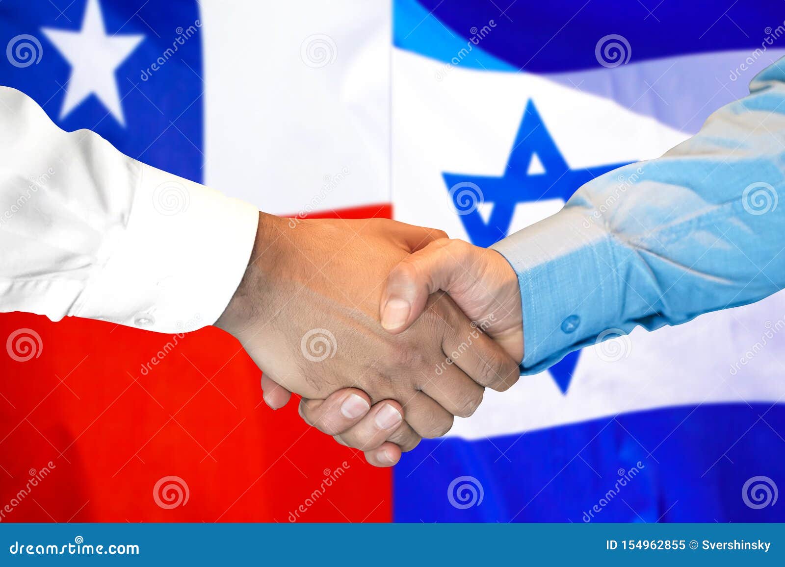 Handshake on Chile and Israel Flag Background Stock Image - Image of ...