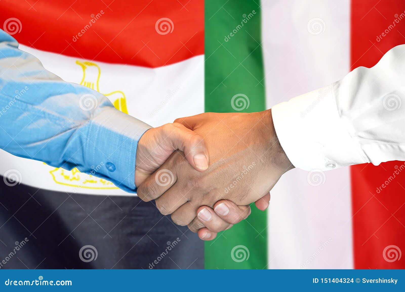 Handshake on Egypt and Italy Flag Background Stock Photo - Image of ...