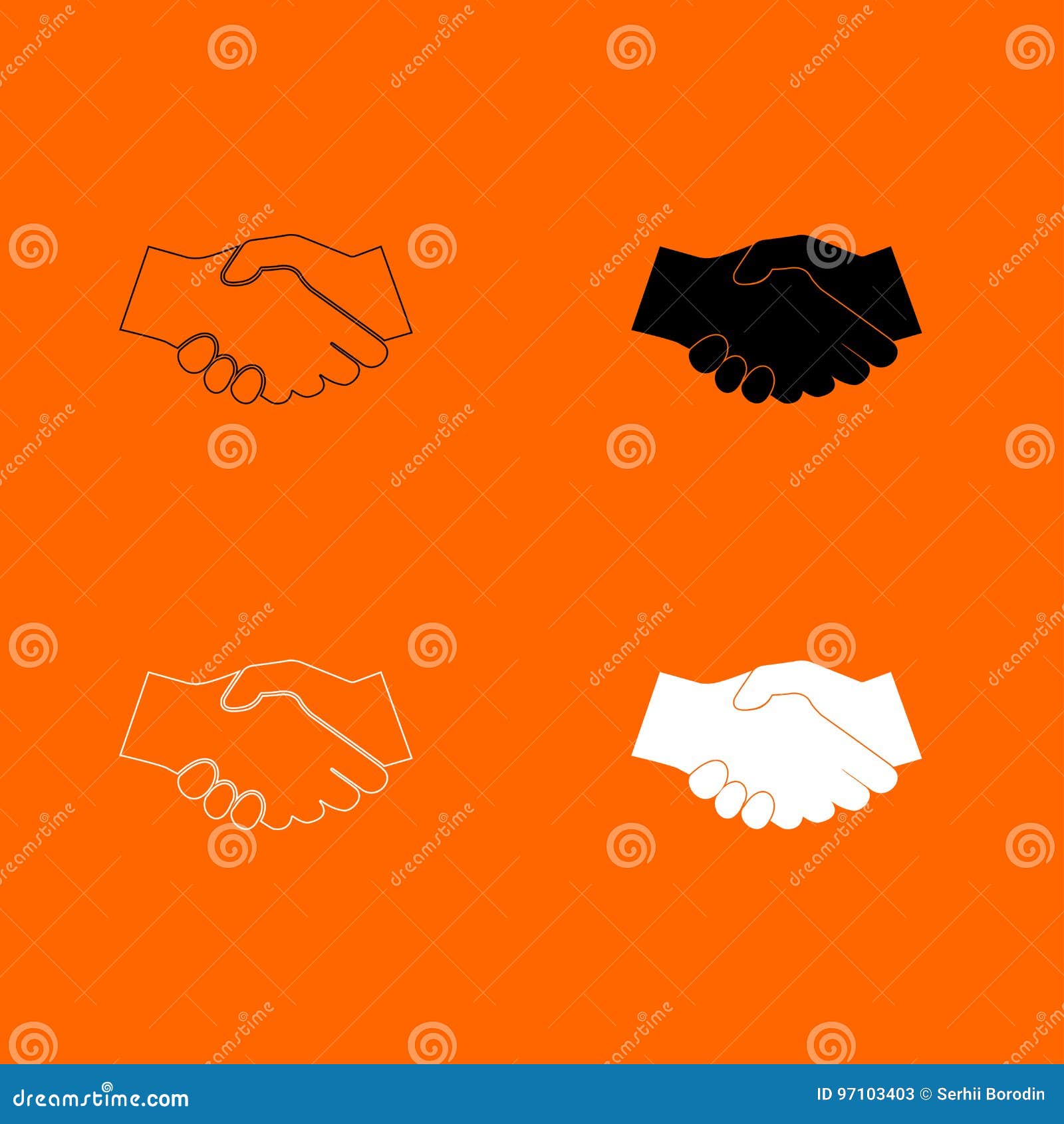 Business Handshake Black and White Set Icon . Stock Vector ...