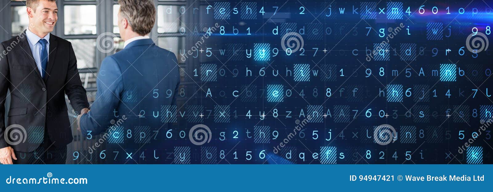 Business Handshake with Blue Smart Tech Transition Stock Image - Image ...