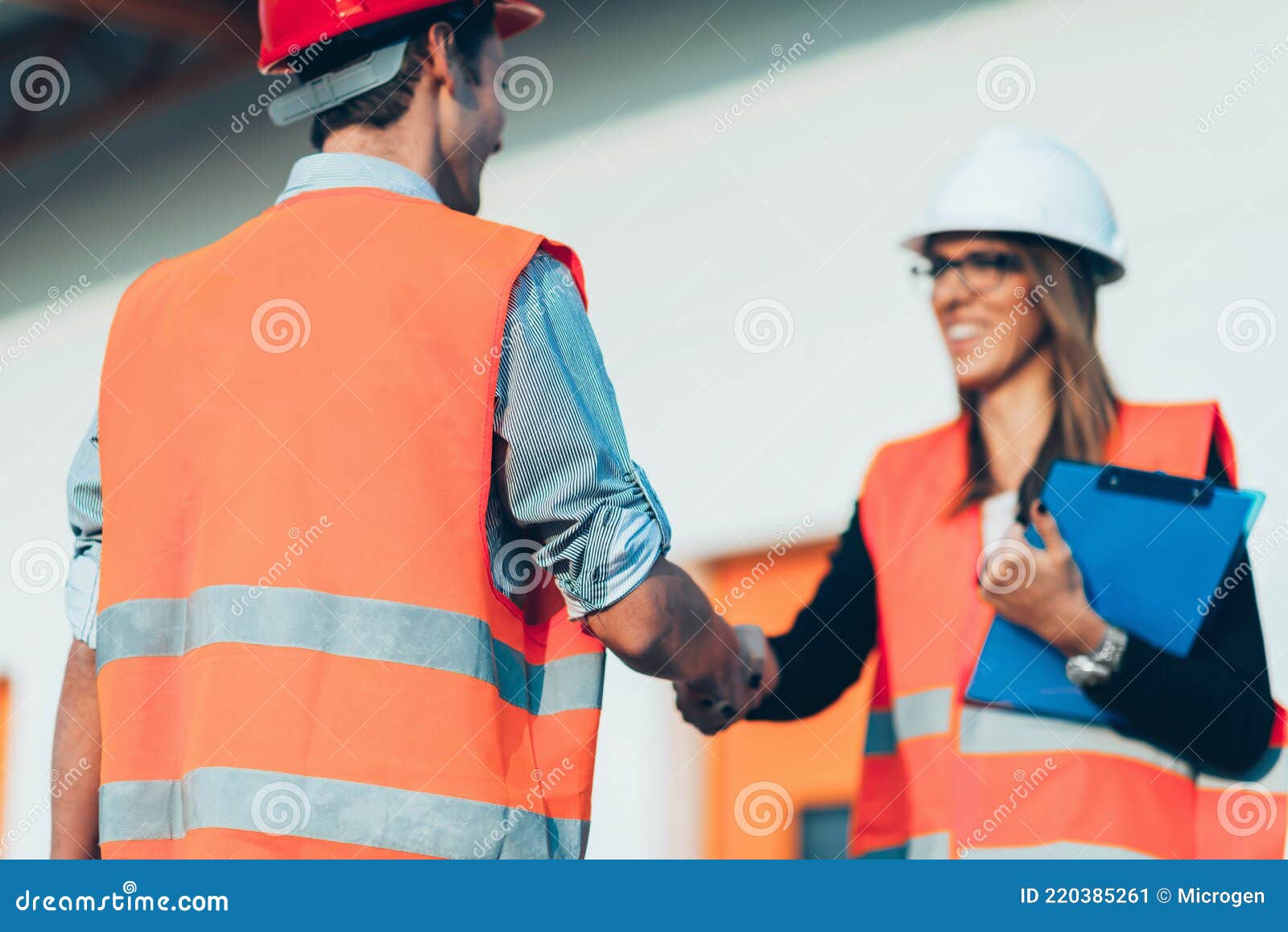 Business Handshake on Construction Site Stock Image - Image of ...