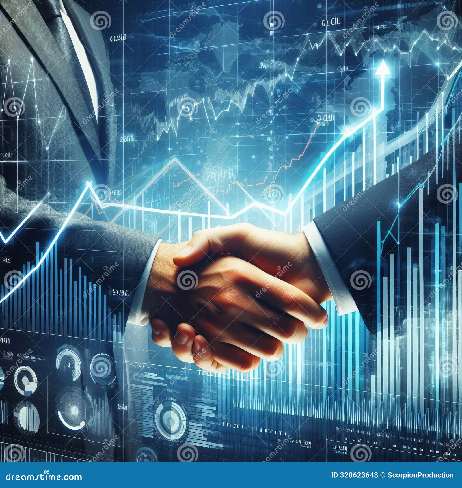 Business Handshake with Financial Growth Chart Stock Image - Image of ...