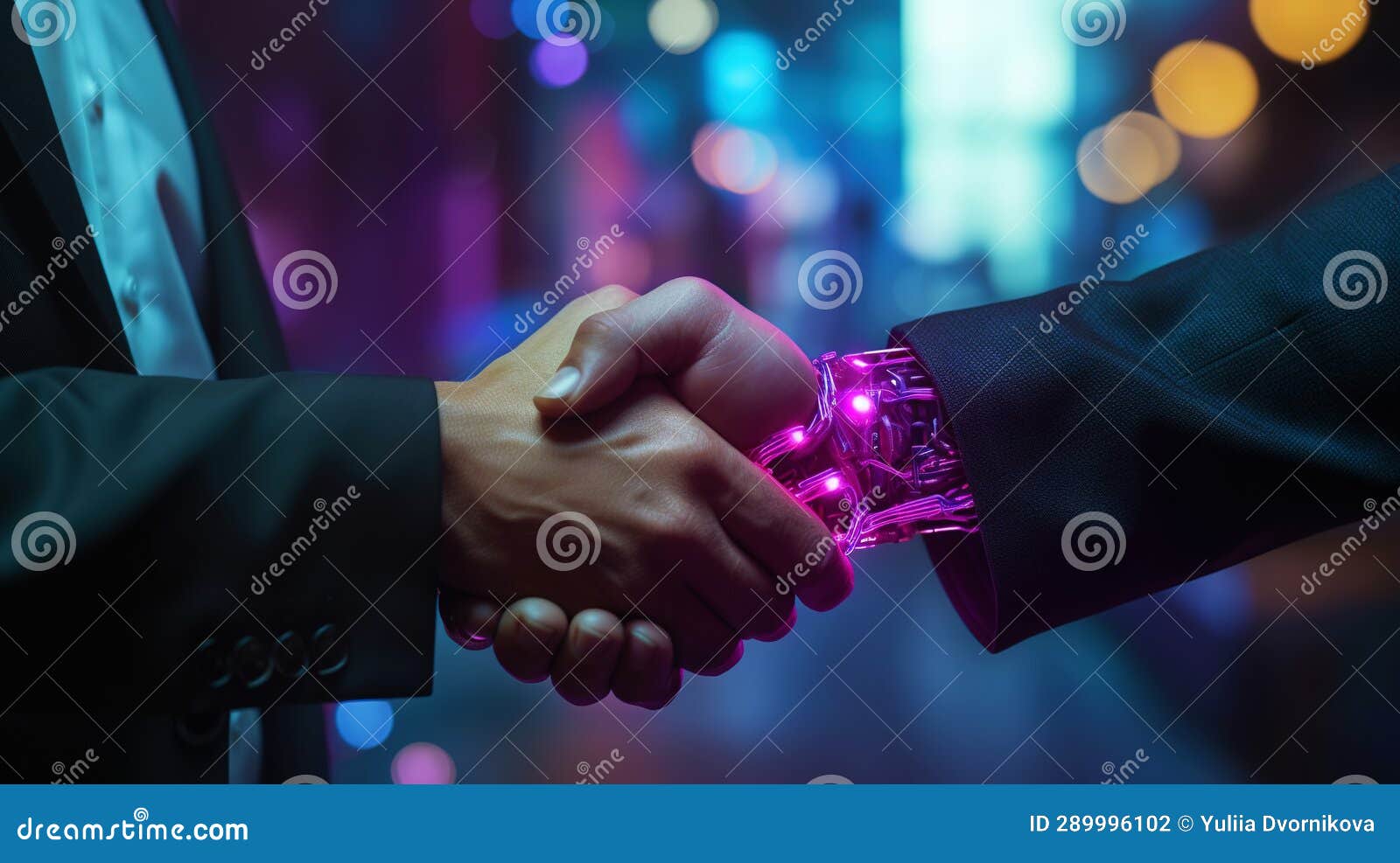 Business Handshake of Human and Robot. Collaboration of Artificial ...