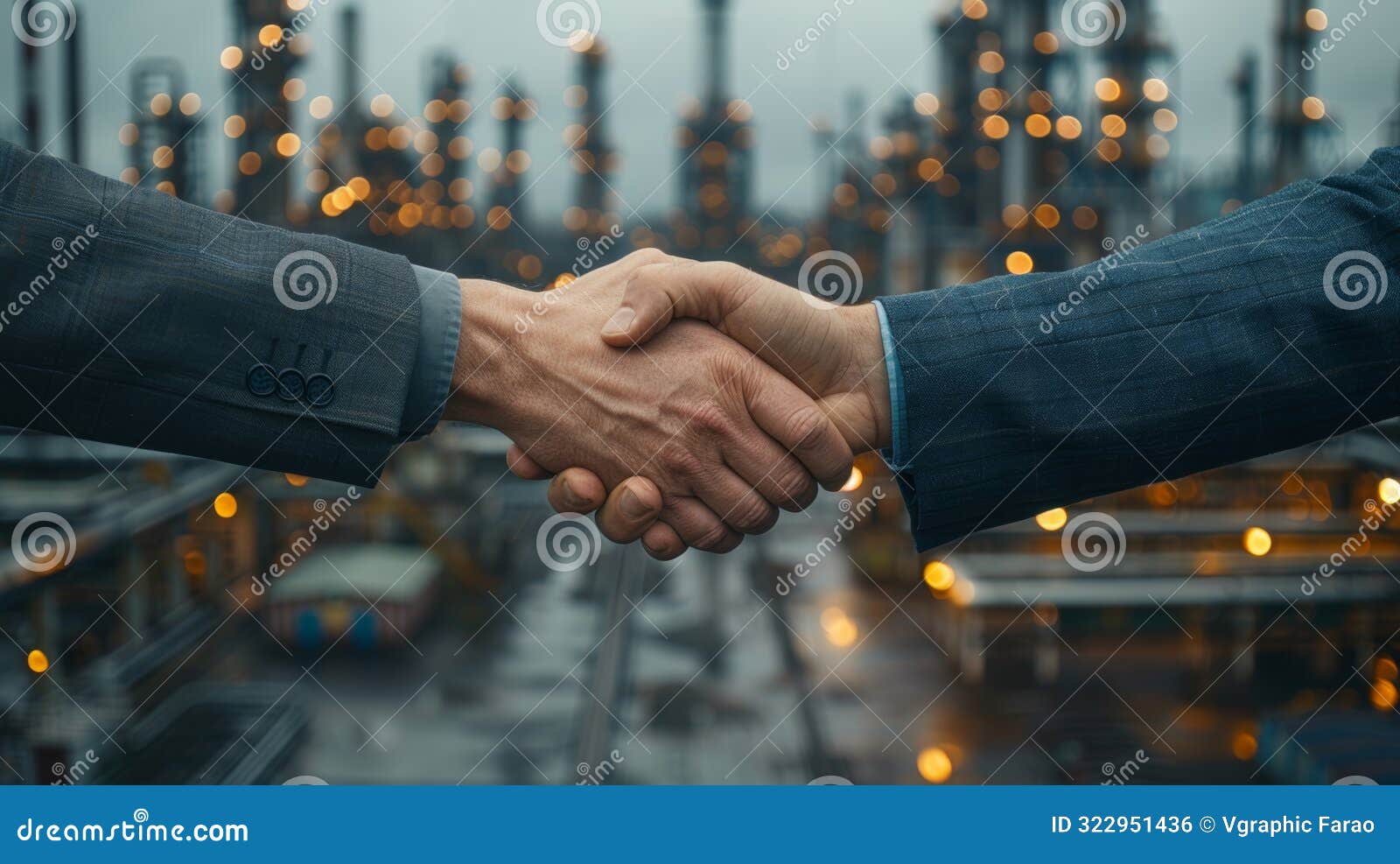 Business Handshake in Industrial Setting, Professional Partnership ...