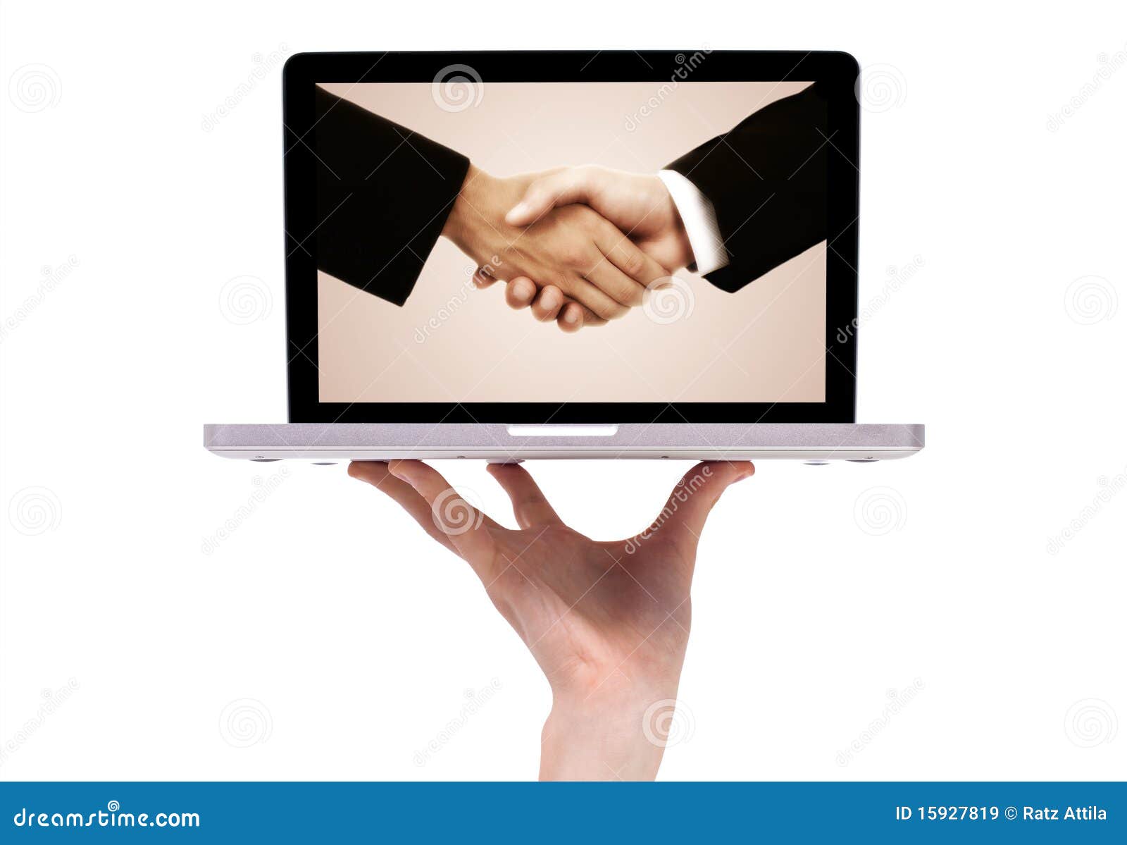 Business Handshake in Modern Laptop Stock Image - Image of formal ...