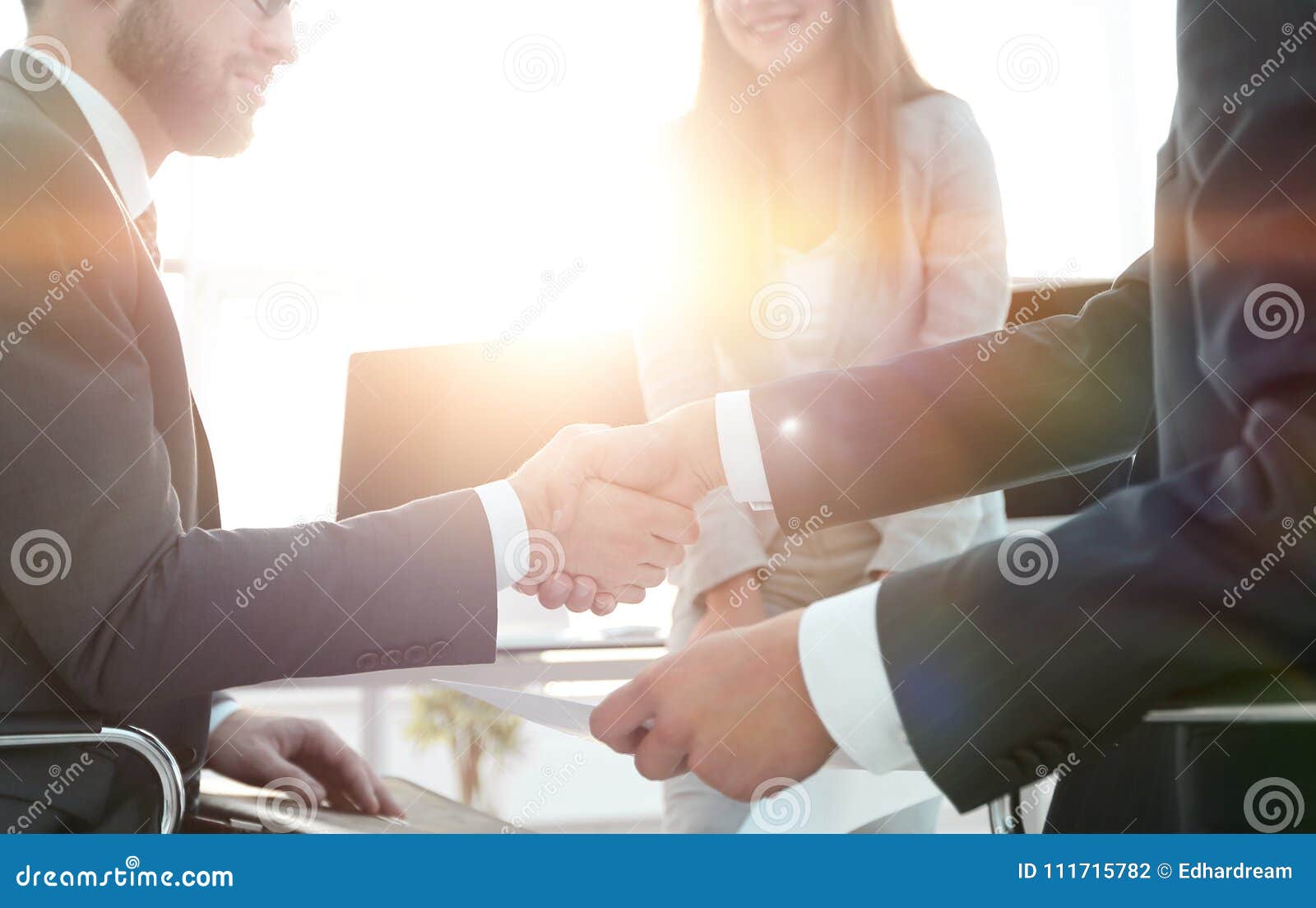 Business Handshake in an Office. Stock Photo - Image of company ...