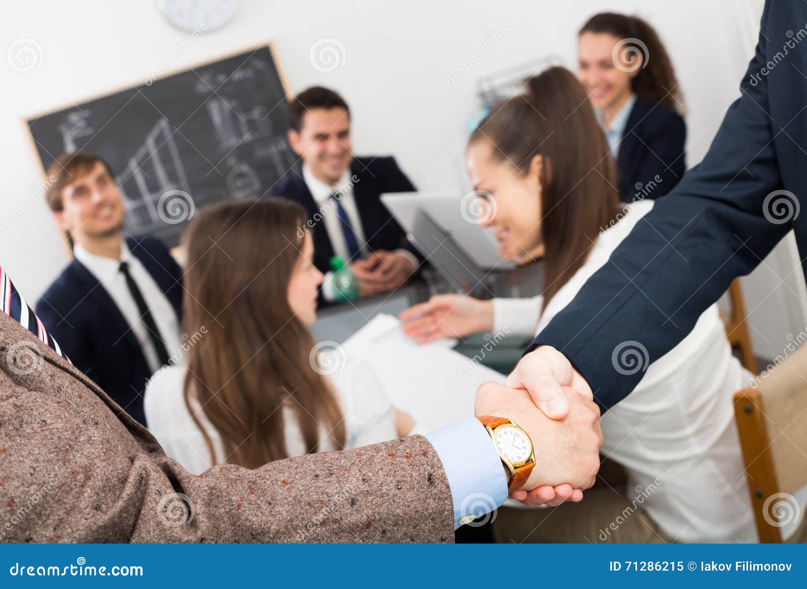 Business Handshake at Office Meeting Stock Image - Image of indoors ...