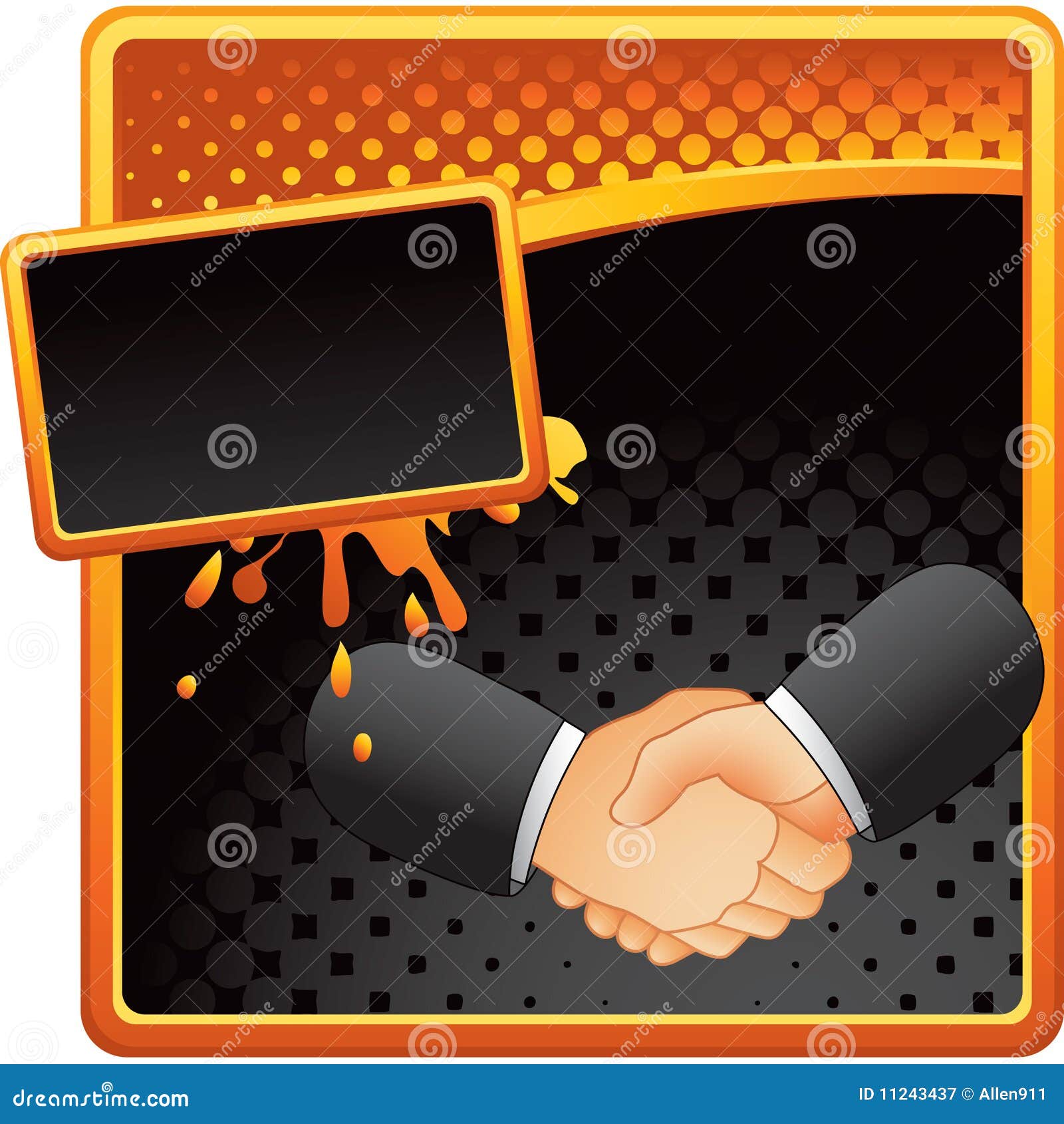 Business Handshake on Orange and Black Halftone Ad Stock Vector ...