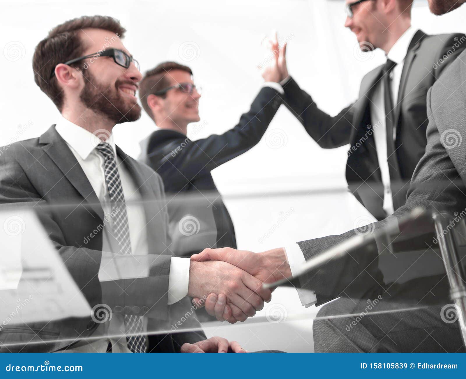 Business Handshake and Business Team Giving Each Other High Five Stock ...