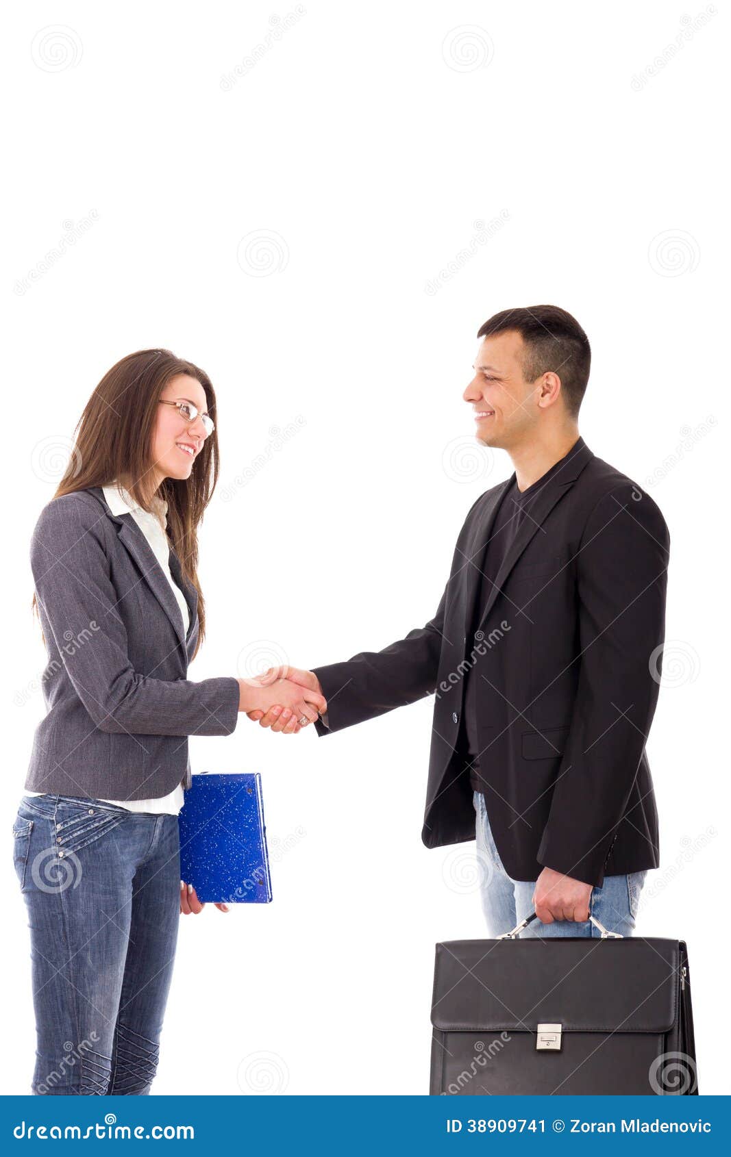 Business Handshake between Two Young People Stock Image - Image of ...