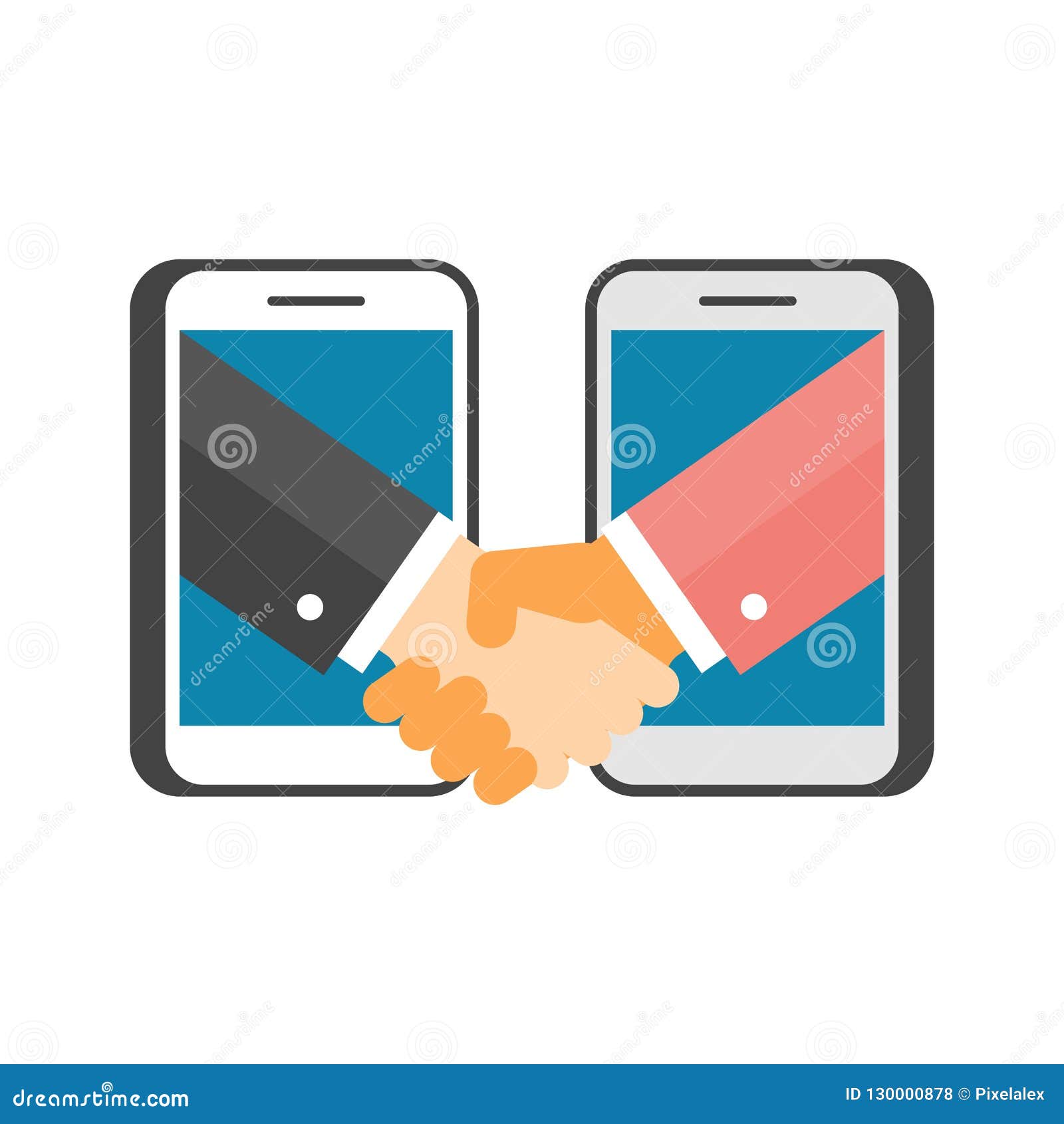 Business Handshake Via Phones Stock Vector - Illustration of hand ...