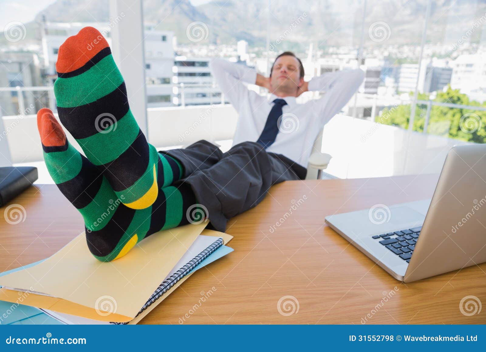 Business Having a Nap with Feet on His Desk Stock Photo - Image of ...