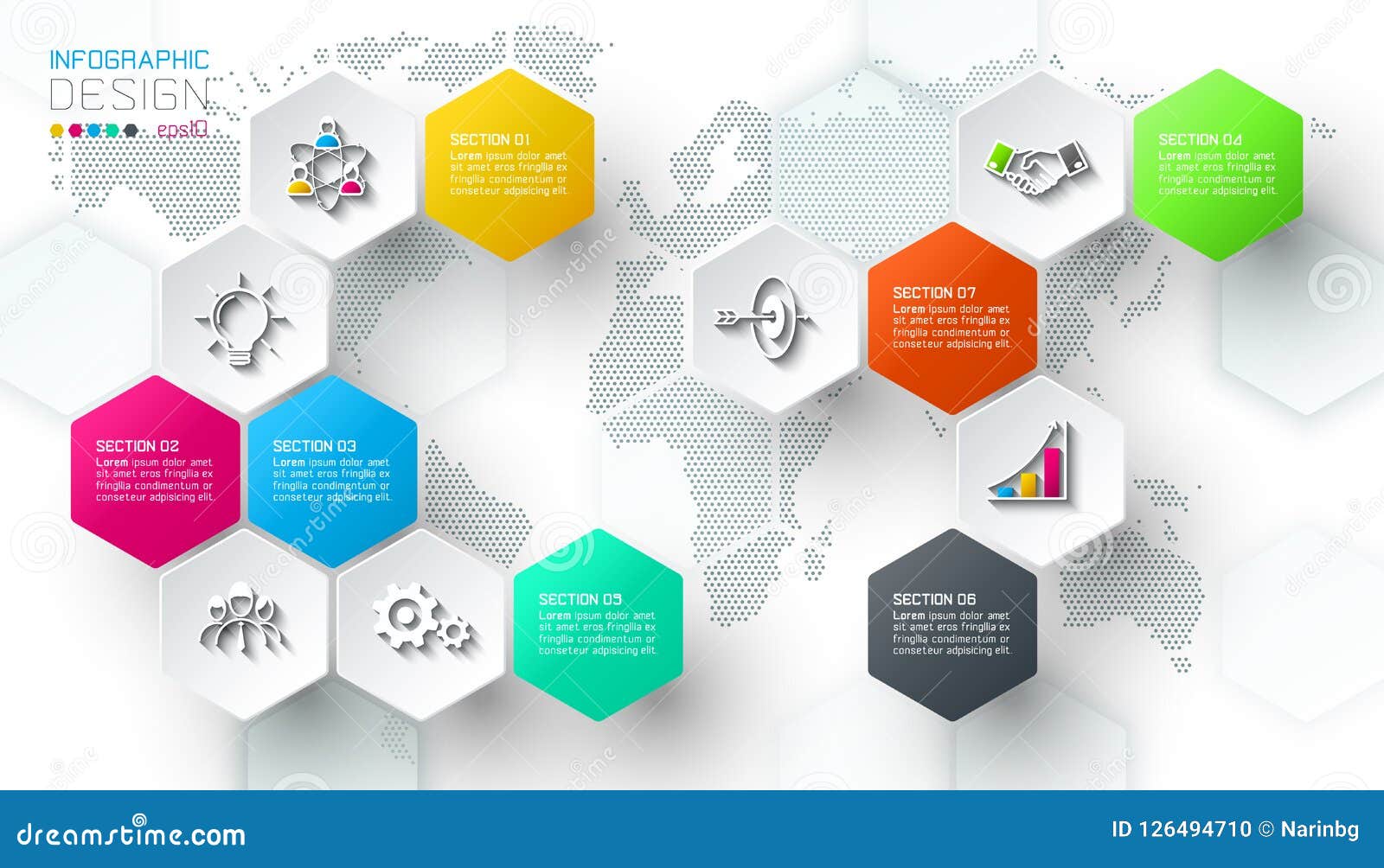 Business Hexagon Net Labels Shape Infographic Bar. Stock Vector ...