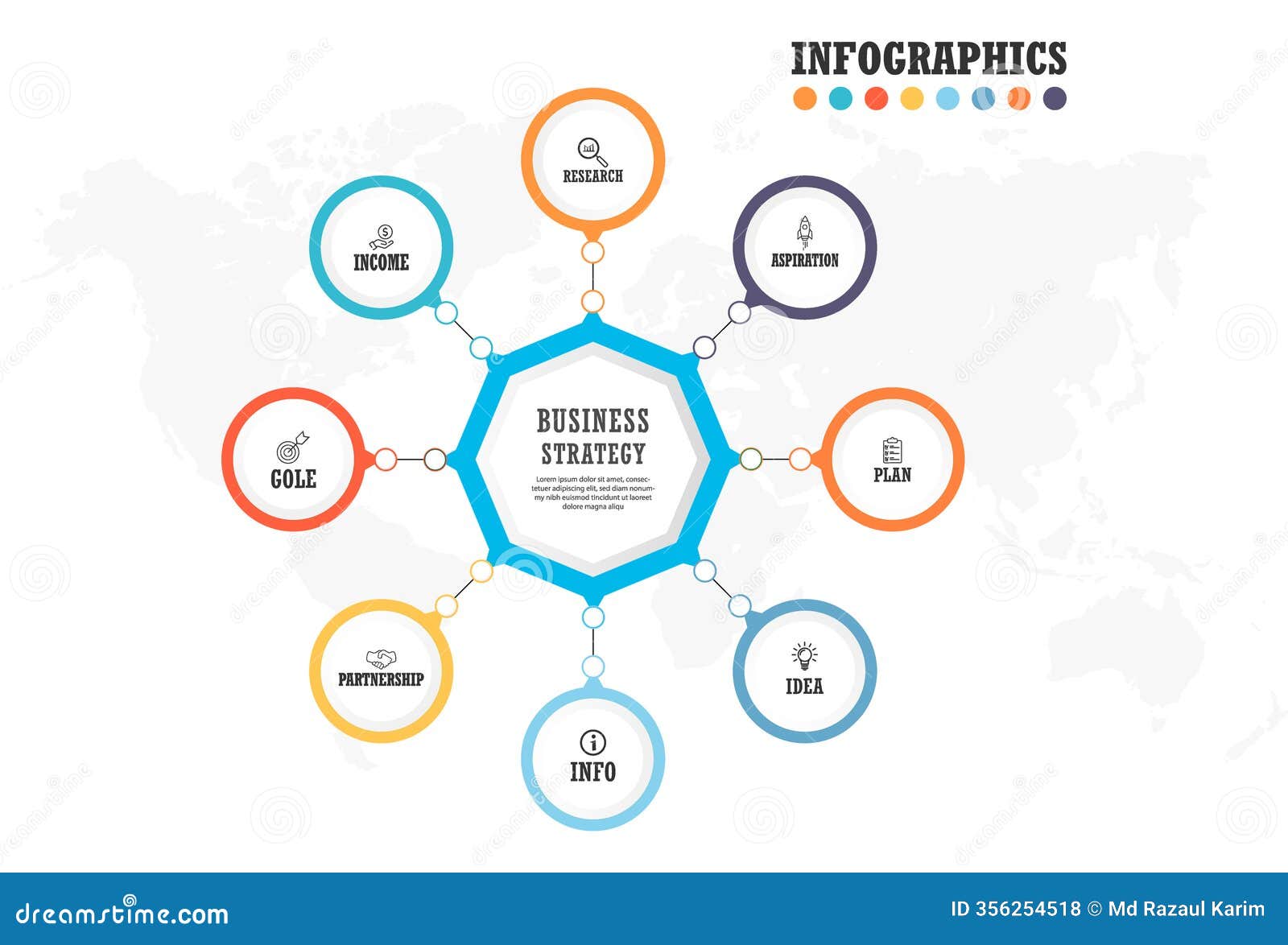 Business Hierarchy Infographic. Organization Chart with 7 Options ...