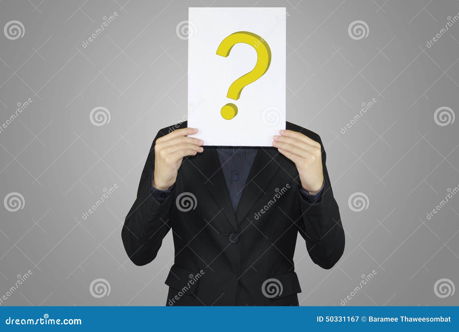 Business Holding Paper Question Mark Sign. Stock Image - Image of color ...