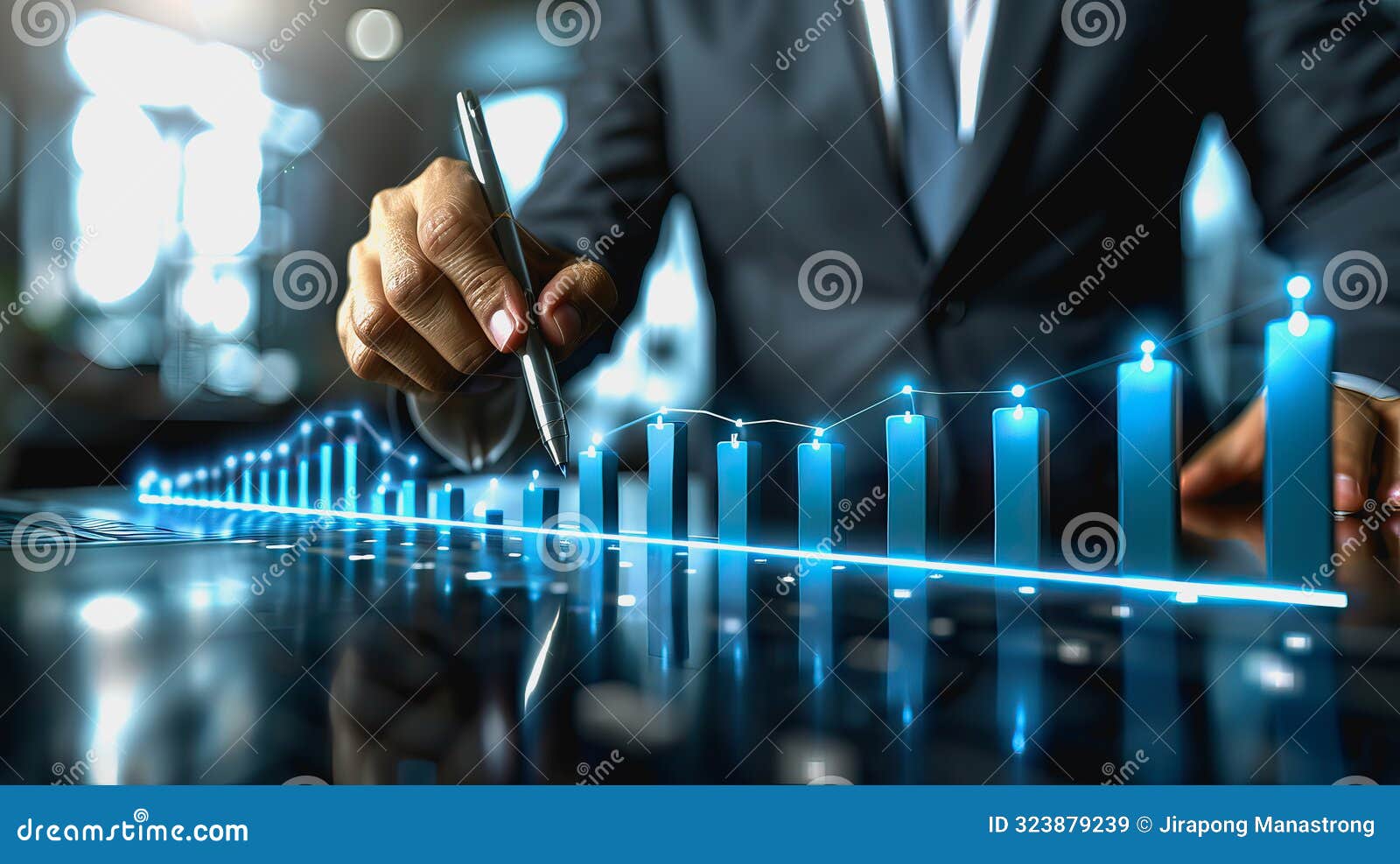 Business Holographic Financial Graph Charts Futuristic Interface Analytics and Financial Growth ...