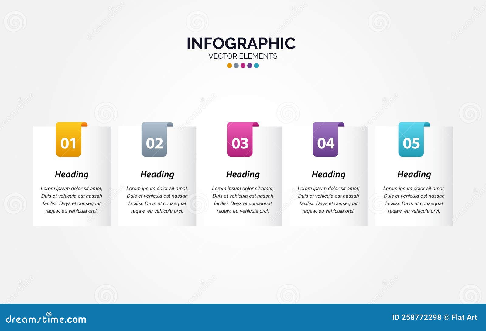Business Horizontal Infographic Template Circle Colorful with 5 Step ...