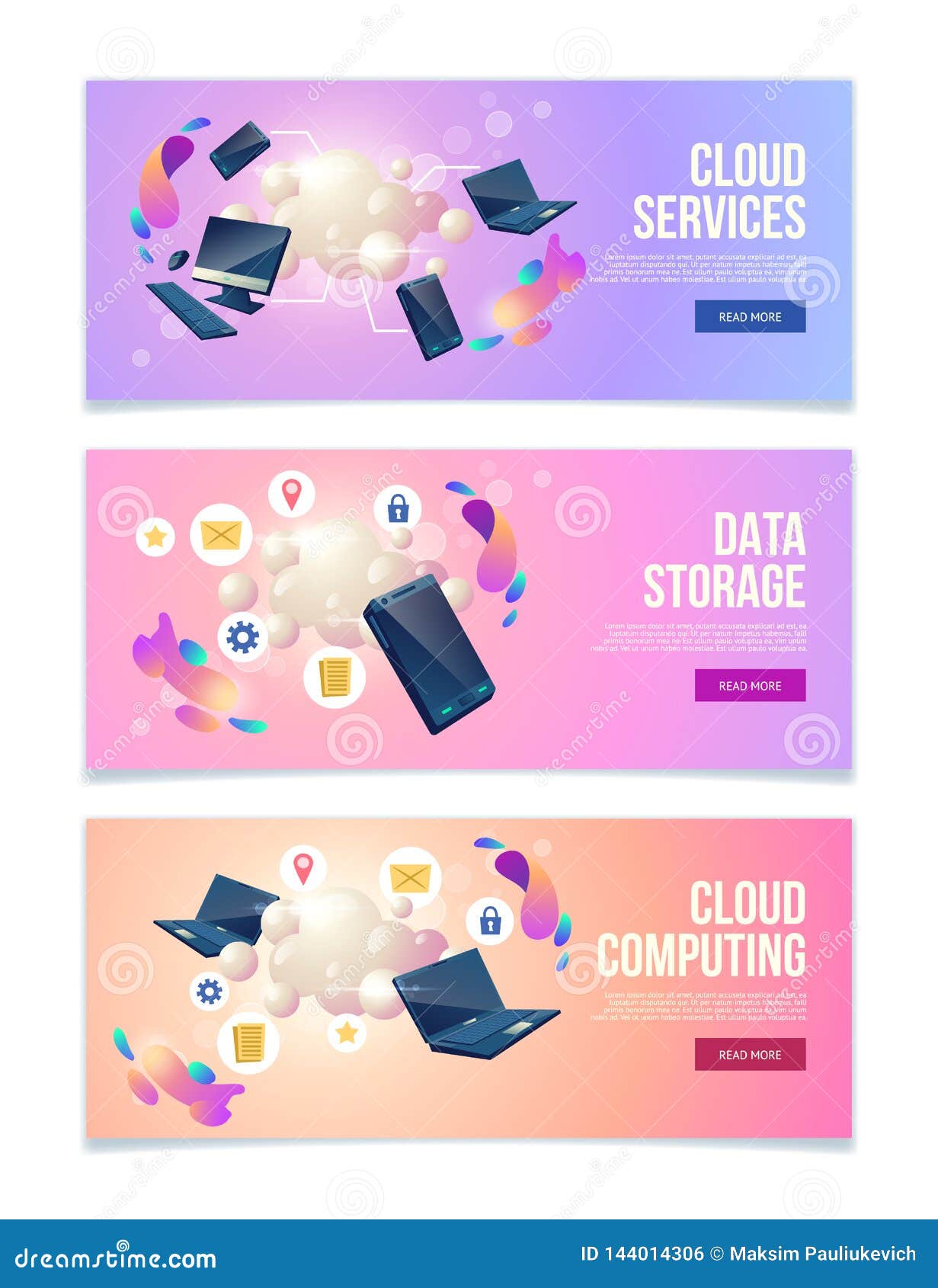 Business Hosting Service Vector Web Banners Set Stock Vector ...