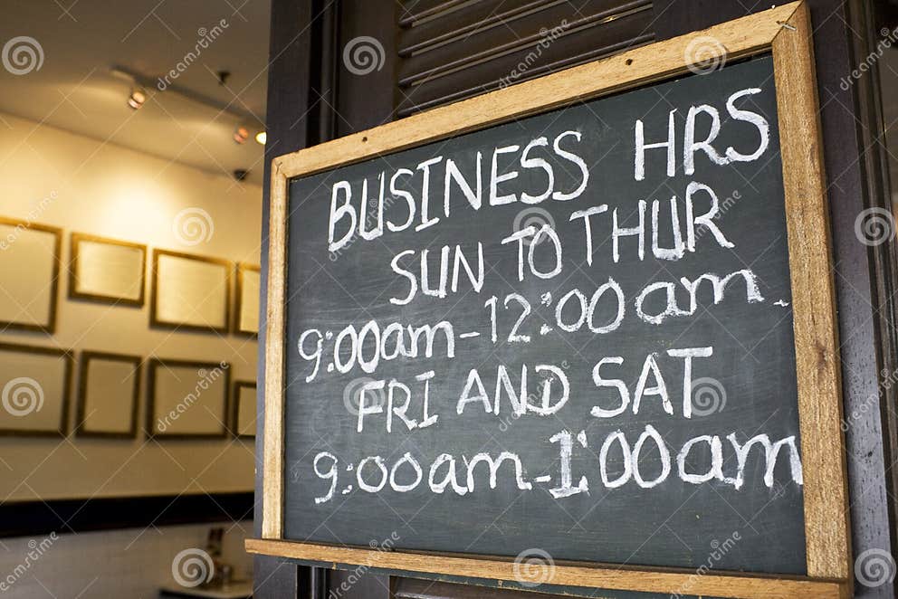 Business Hours Signboard stock image. Image of poster - 7577871