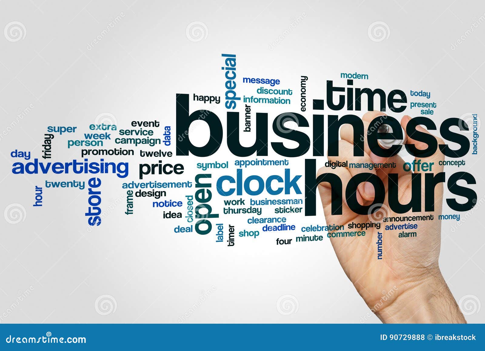 Business Hours Word Cloud Concept on Grey Background Stock Photo ...