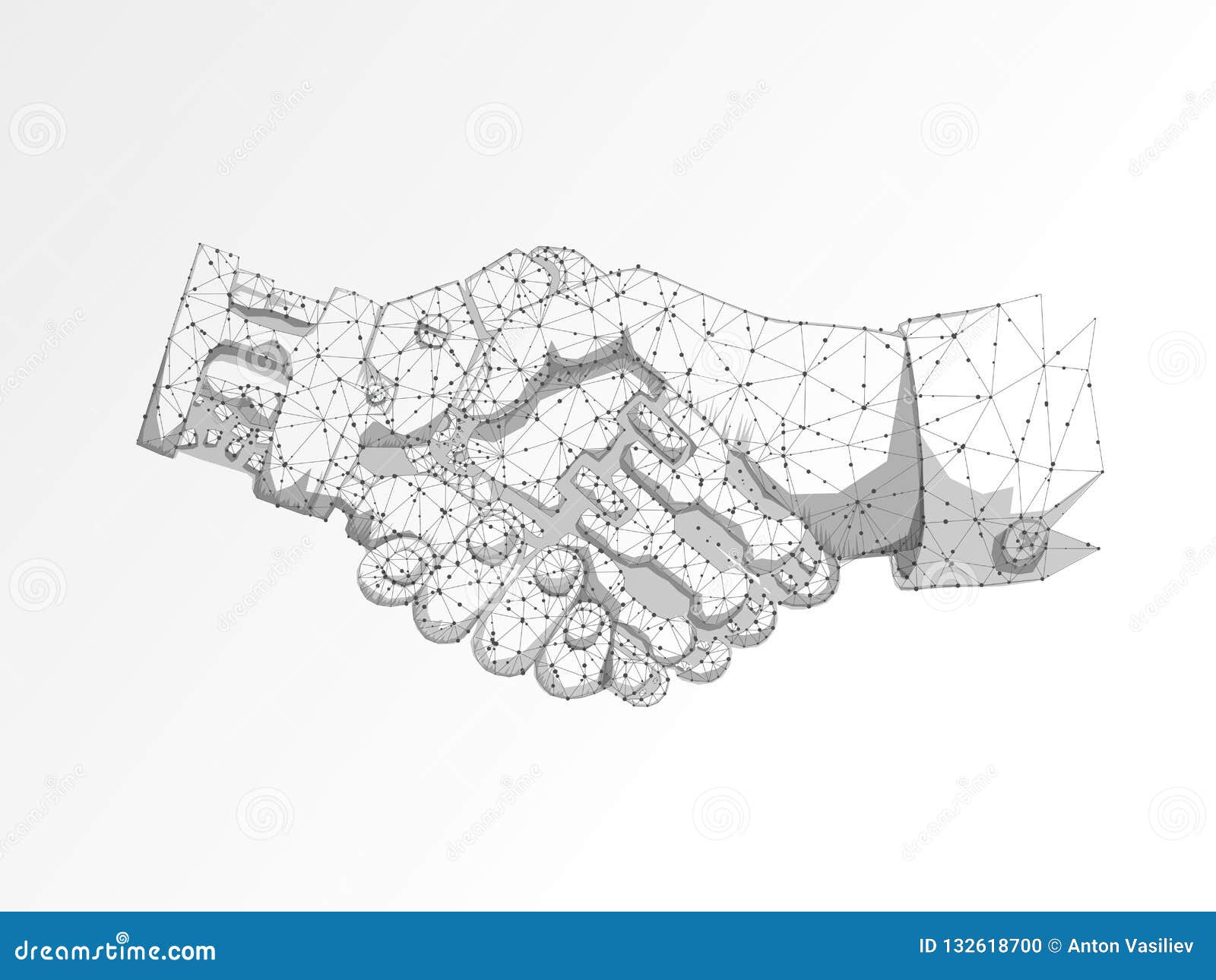 Business Human And Robot Hands Shake. Polygonal Space Low Poly With ...