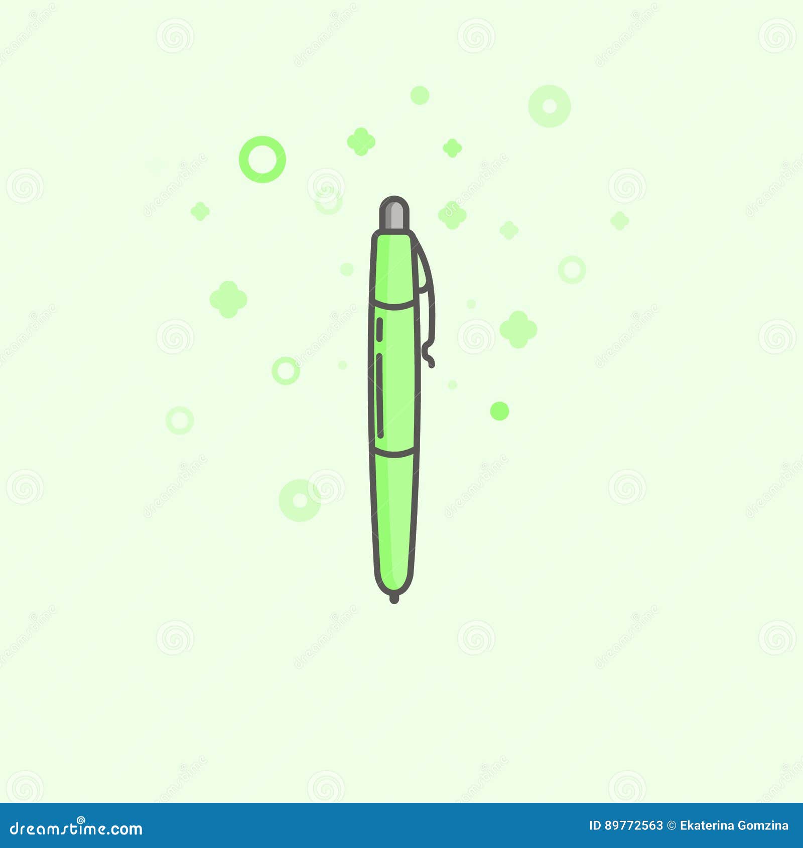 Business Icon, Management. Simple Vector Icon of a Green Pen. Flat ...