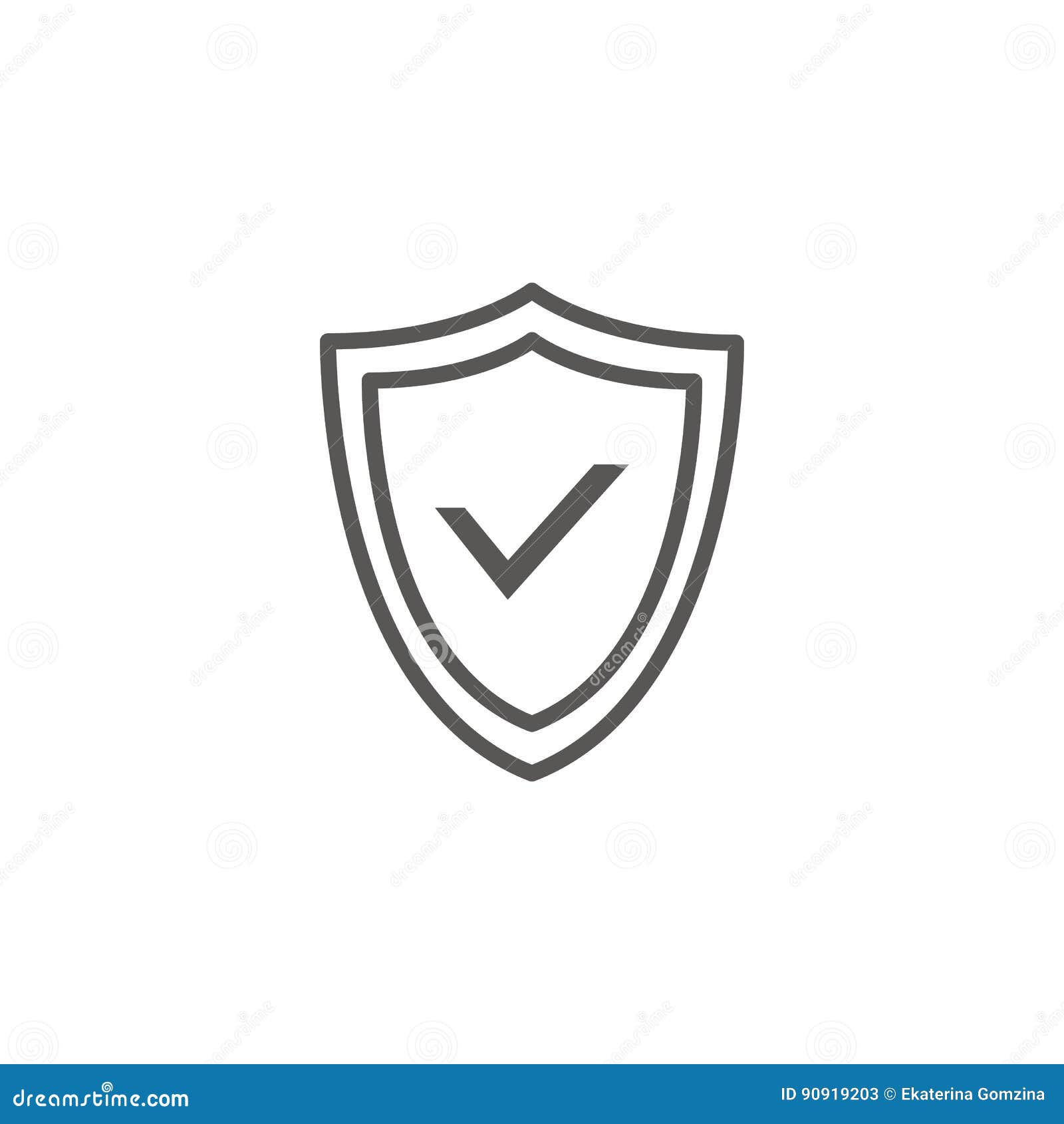 Business Icon, Management. Simple Vector Icon of a Shield. Line Art ...