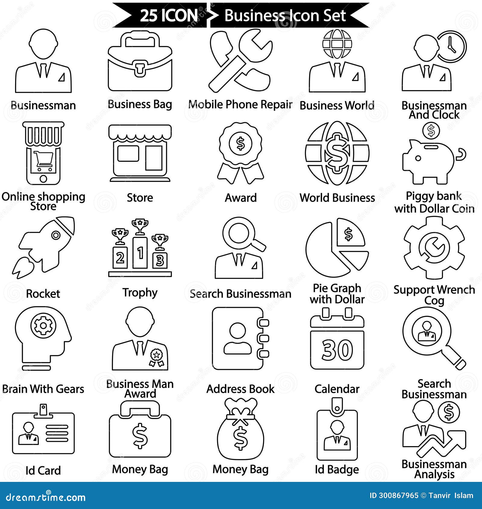 Business Icon Pack in Line Style Stock Vector - Illustration of phone ...