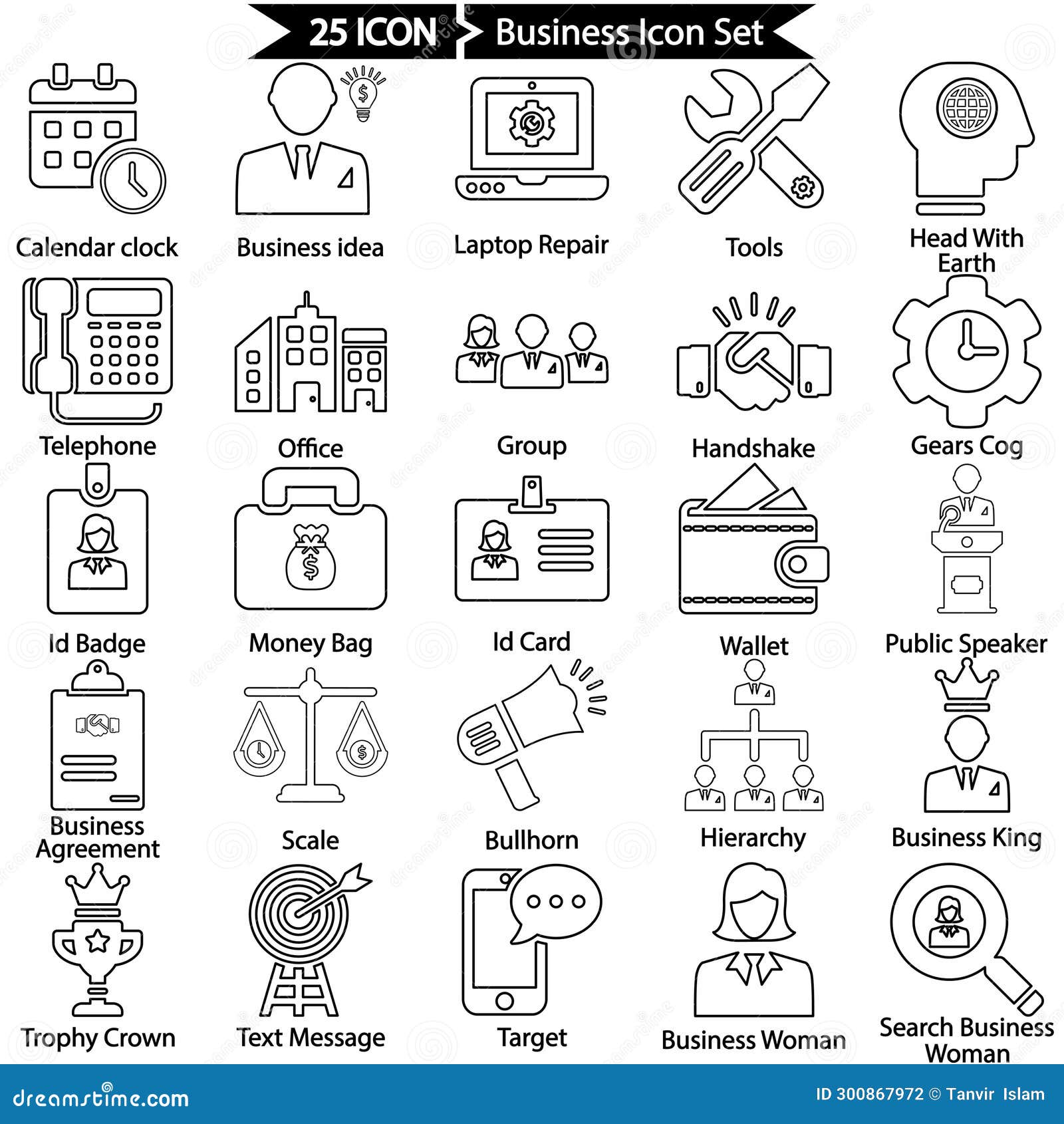 Business Icon Pack in Line Style Stock Vector - Illustration of public ...