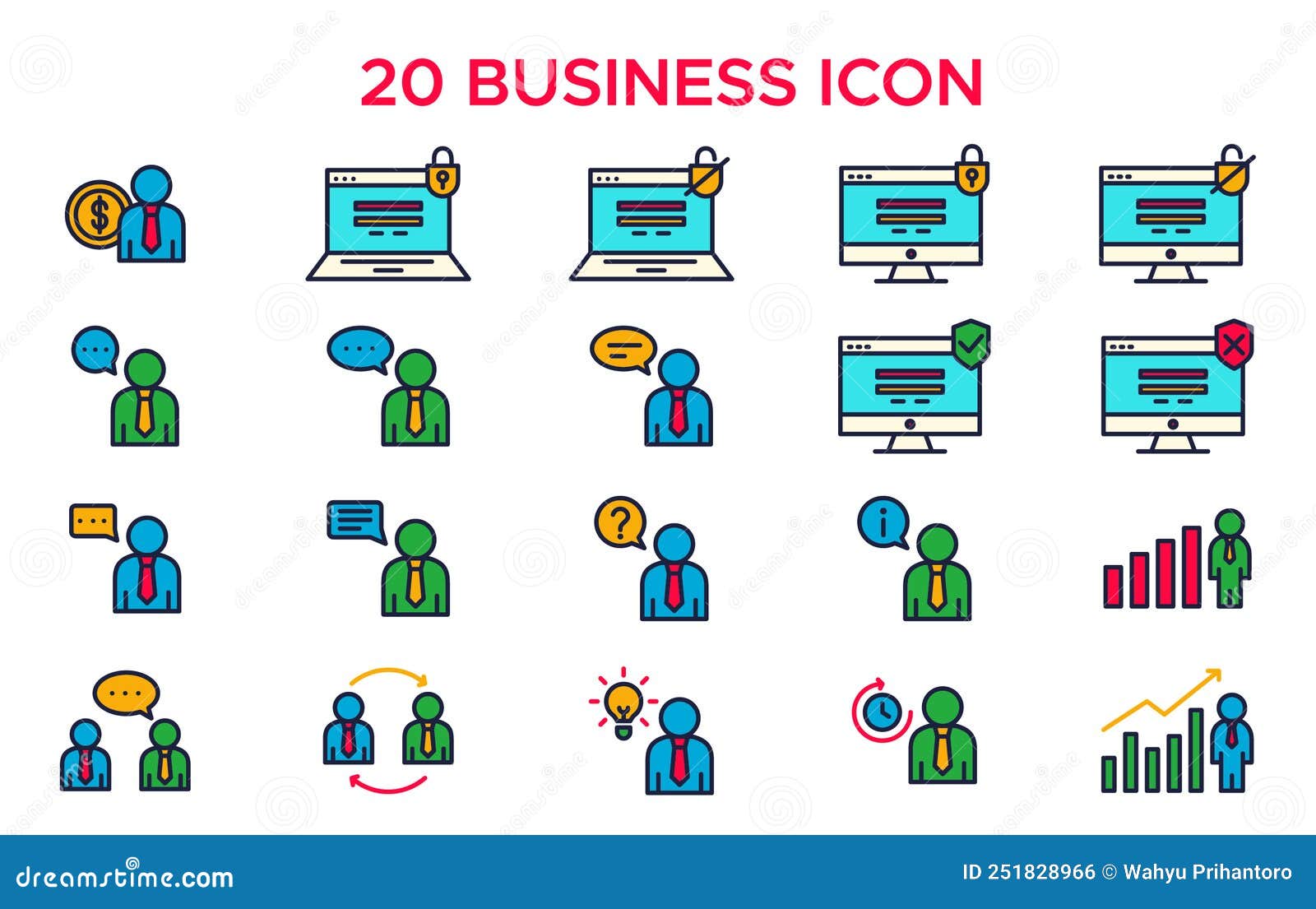 20 Business Icon Set stock vector. Illustration of creative - 251828966