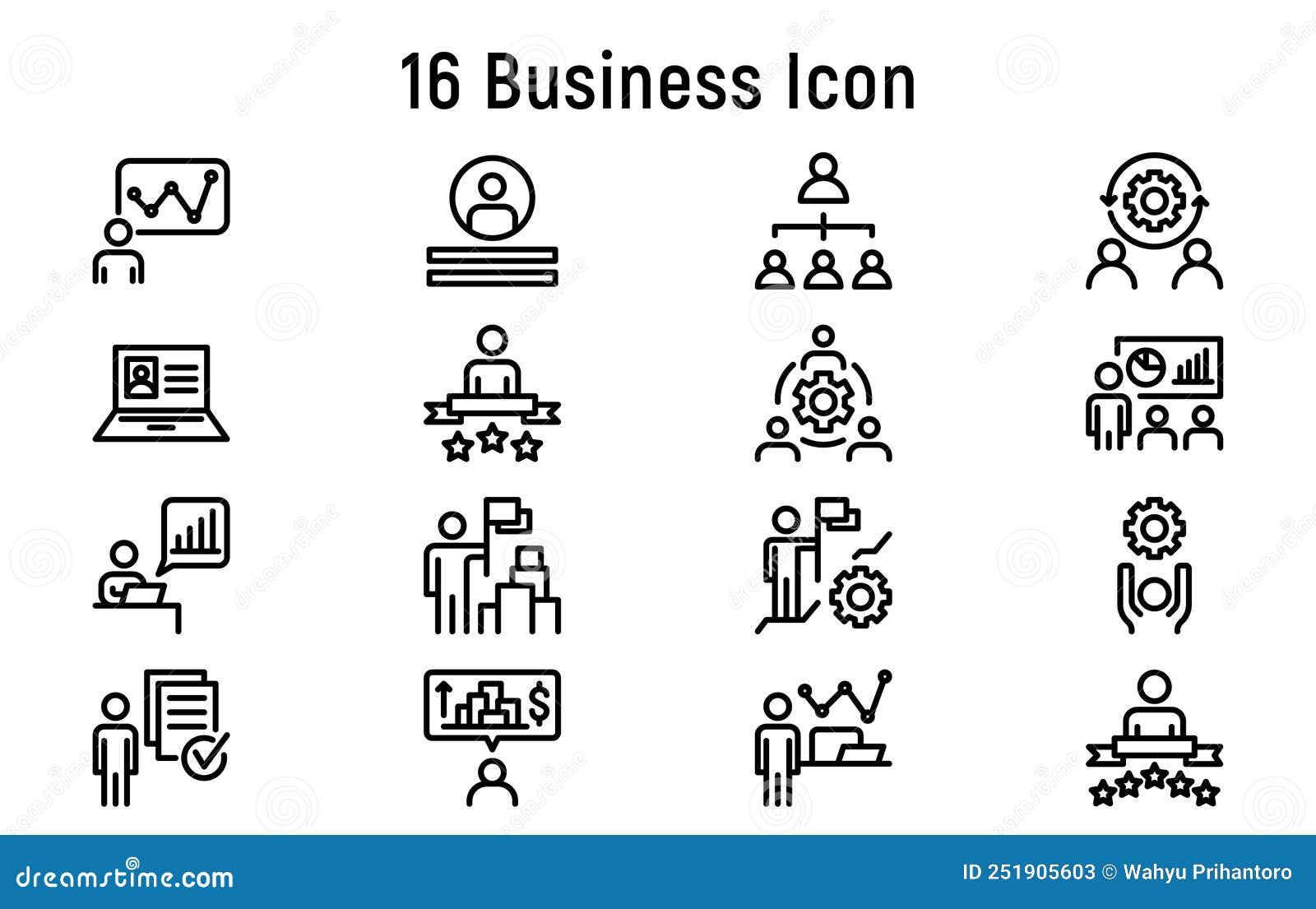 16 Business Icon Set stock vector. Illustration of economy - 251905603