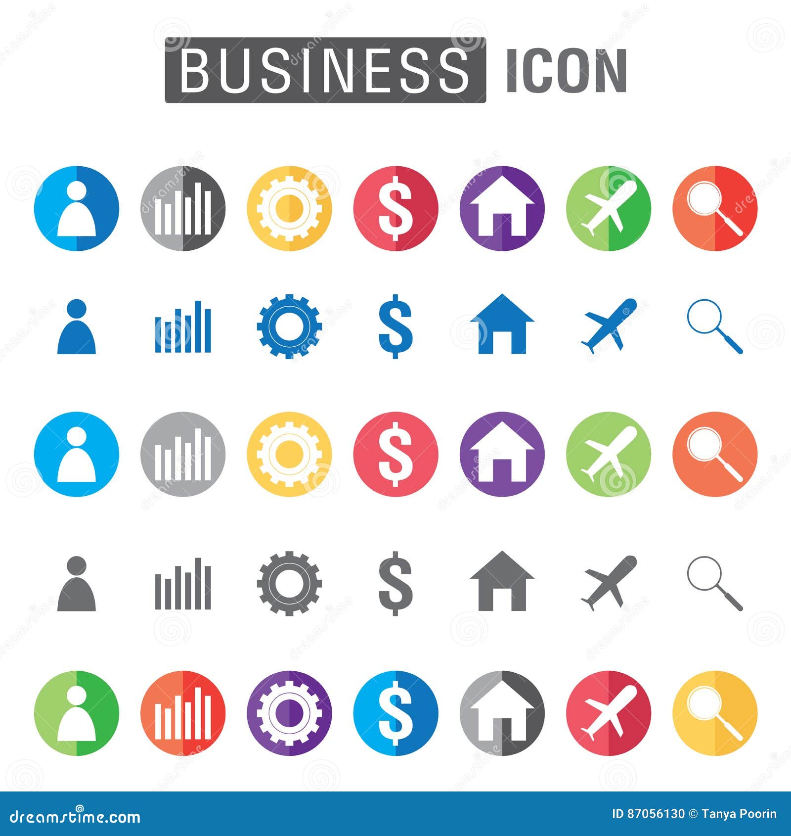 Business Icon Set Isolated on White Background. Stock Vector ...