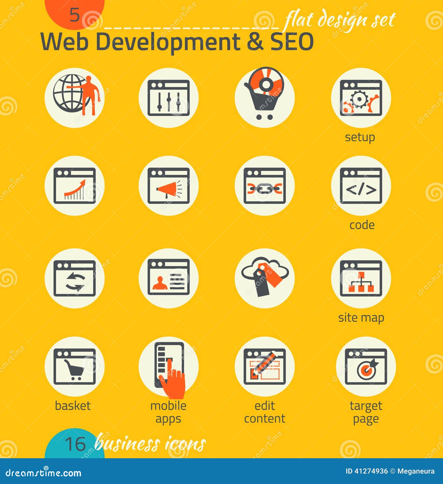 Business Icon Set. Software and Web Development, SEO, Marketing Stock ...