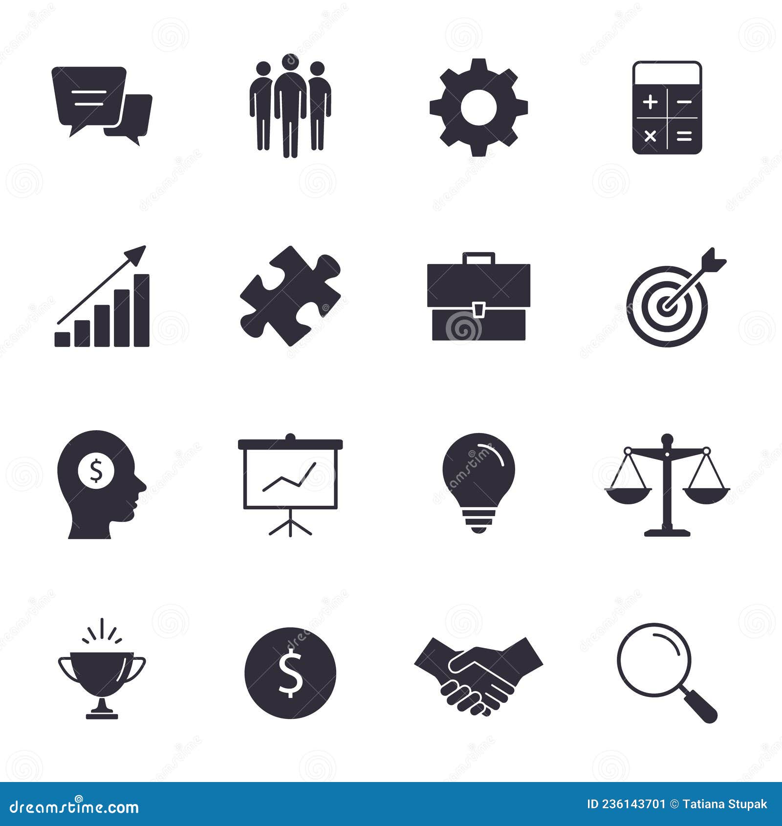 Business Icon Set, Vector Flat Symbols Isolated on White Stock Vector ...